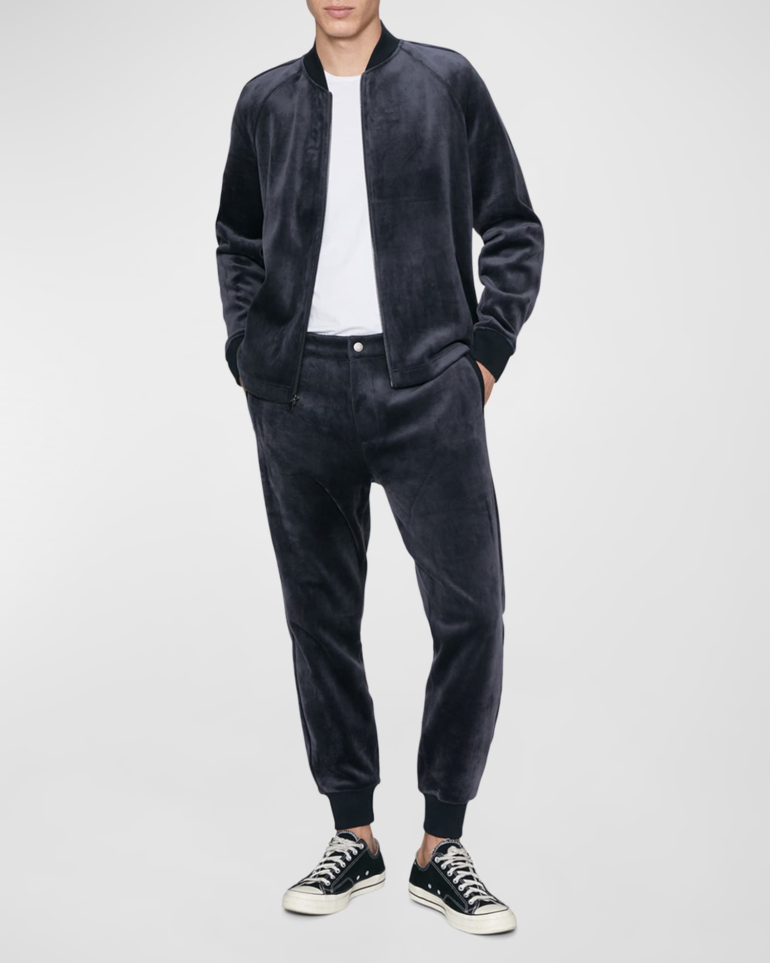 PAIGE Men's Springer Luxe Velour Bomber Jacket | Neiman Marcus