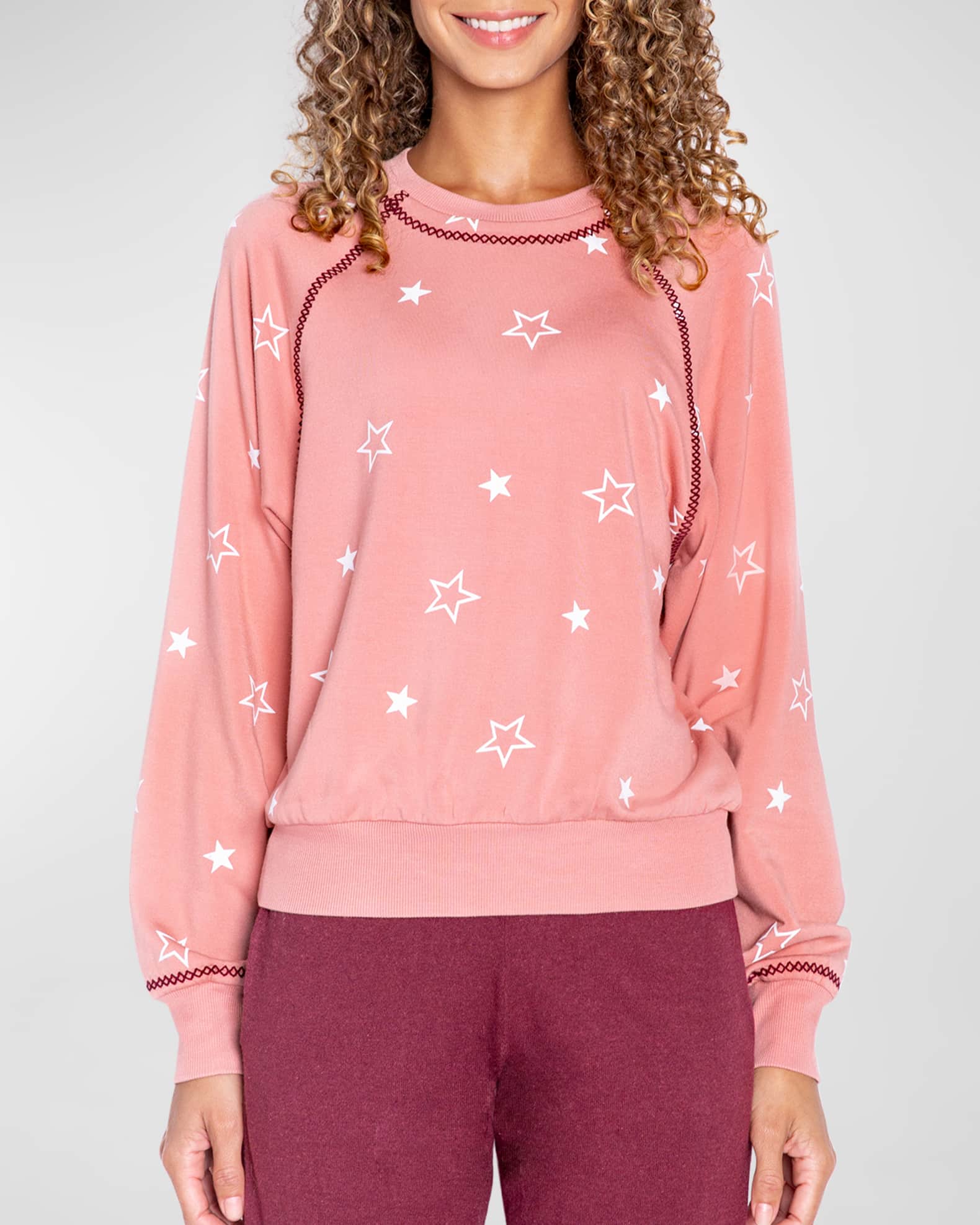 PJ Salvage Embroidered Star-Print Sweatshirt | Neiman Marcus