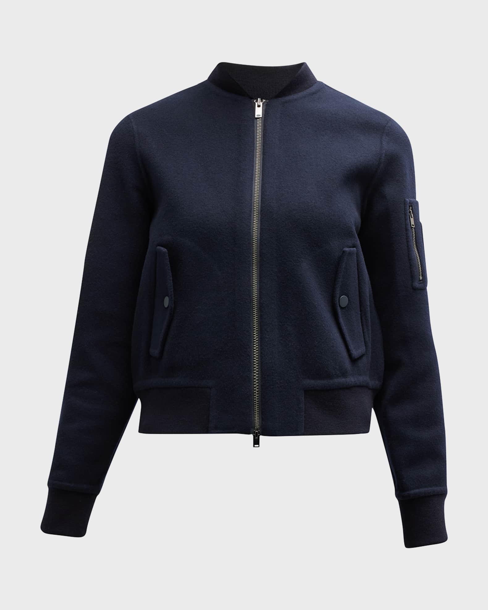 Theory Wool-Cashmere Bomber Jacket | Neiman Marcus