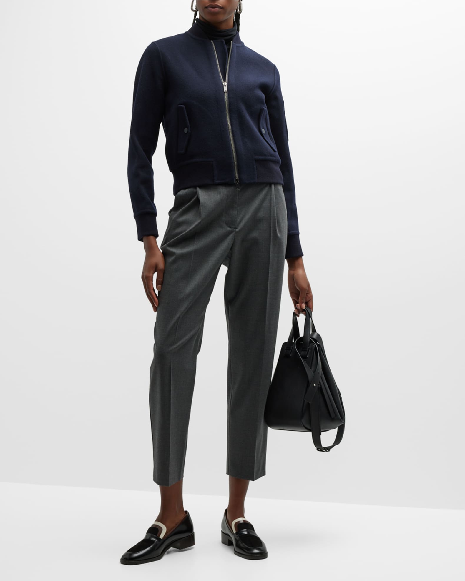 Theory Wool-Cashmere Bomber Jacket | Neiman Marcus