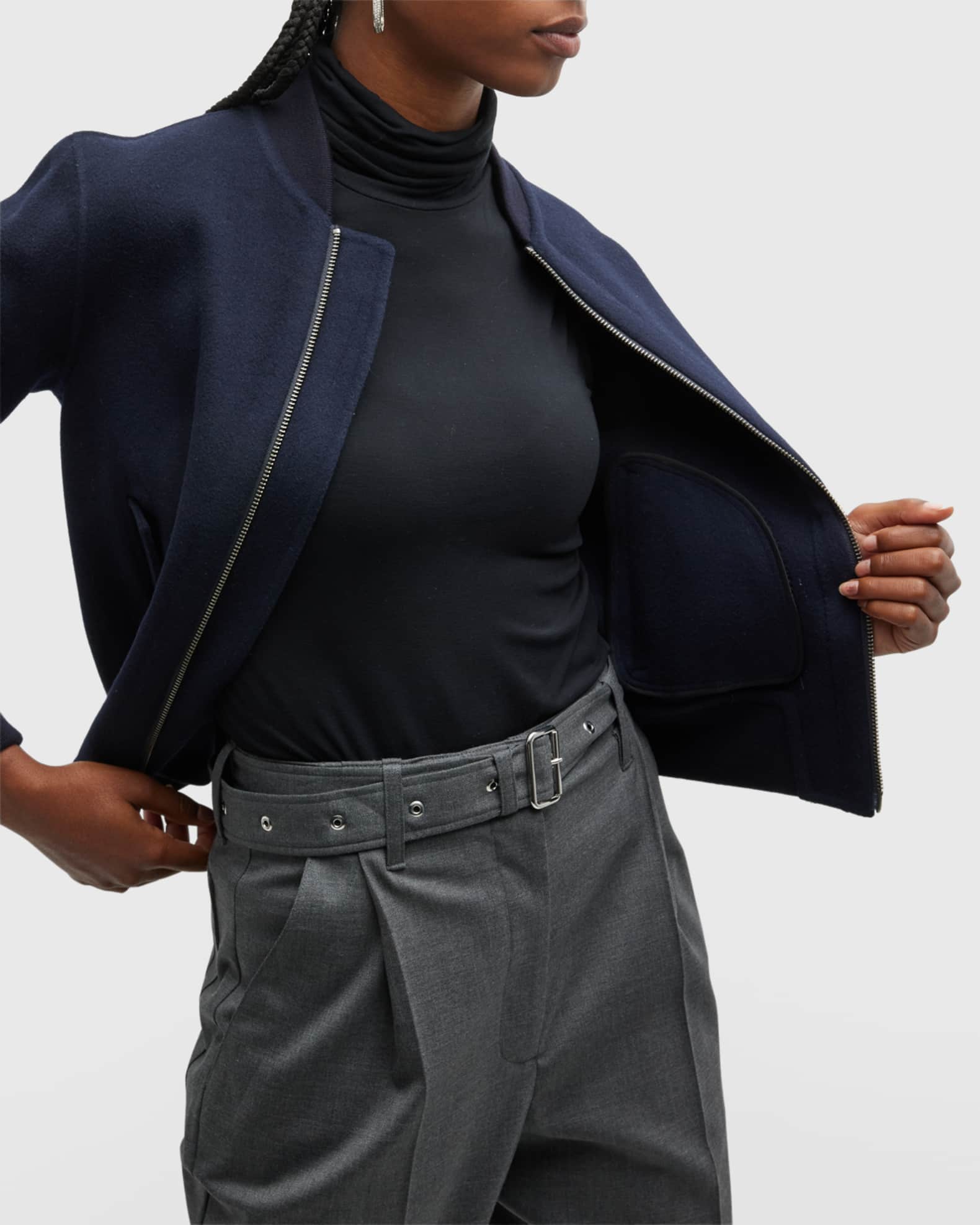 Theory Wool-Cashmere Bomber Jacket | Neiman Marcus