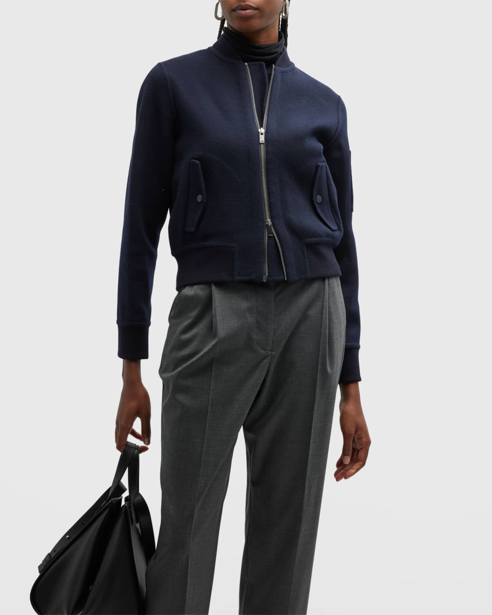 Theory Wool-Cashmere Bomber Jacket | Neiman Marcus