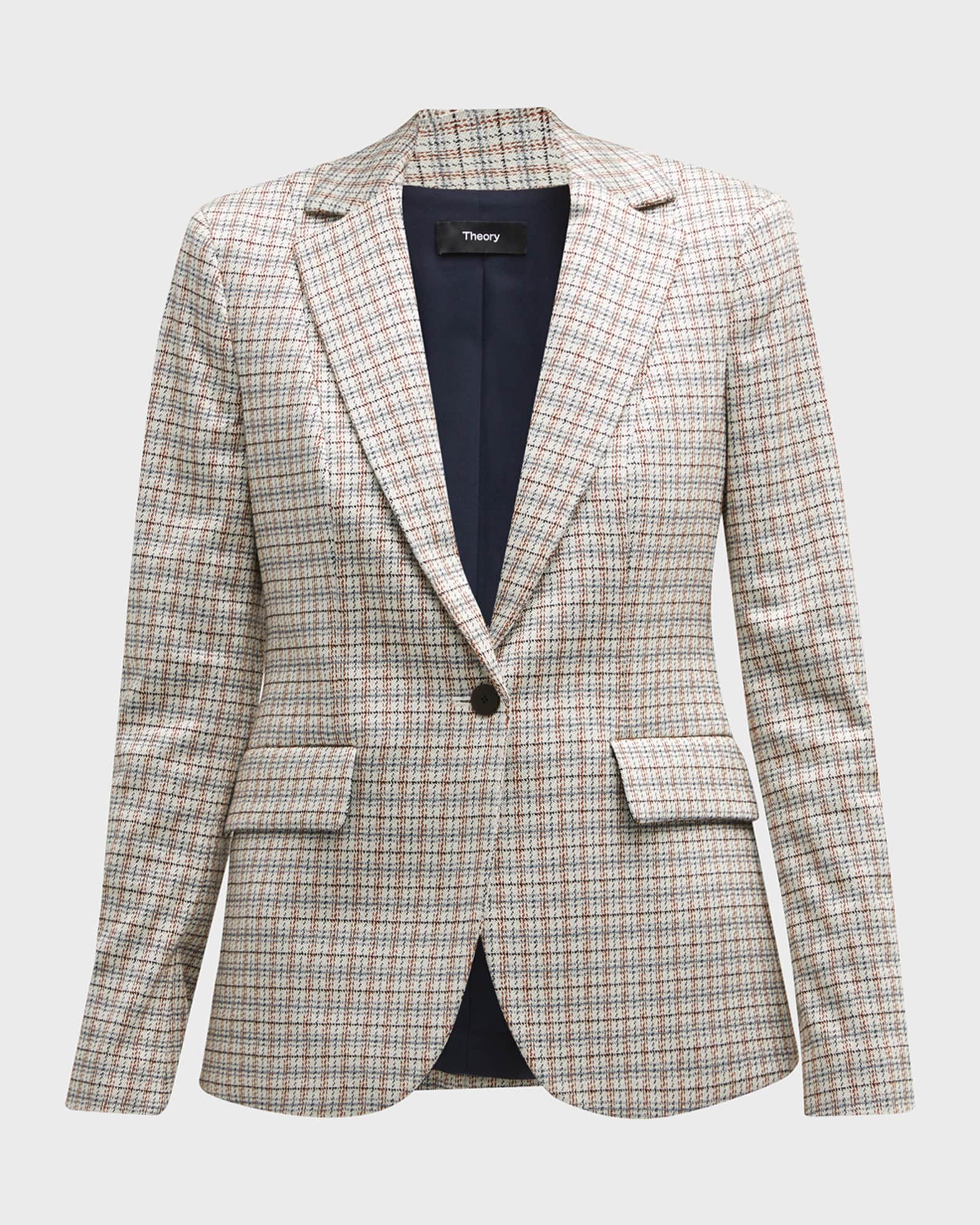 Theory Grid Cutaway Riding Blazer | Neiman Marcus