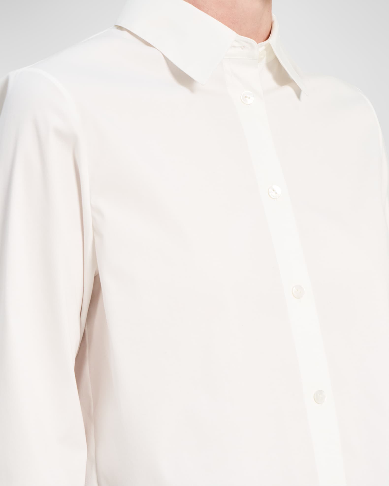 Theory Button-Front Cropped Dress Shirt | Neiman Marcus
