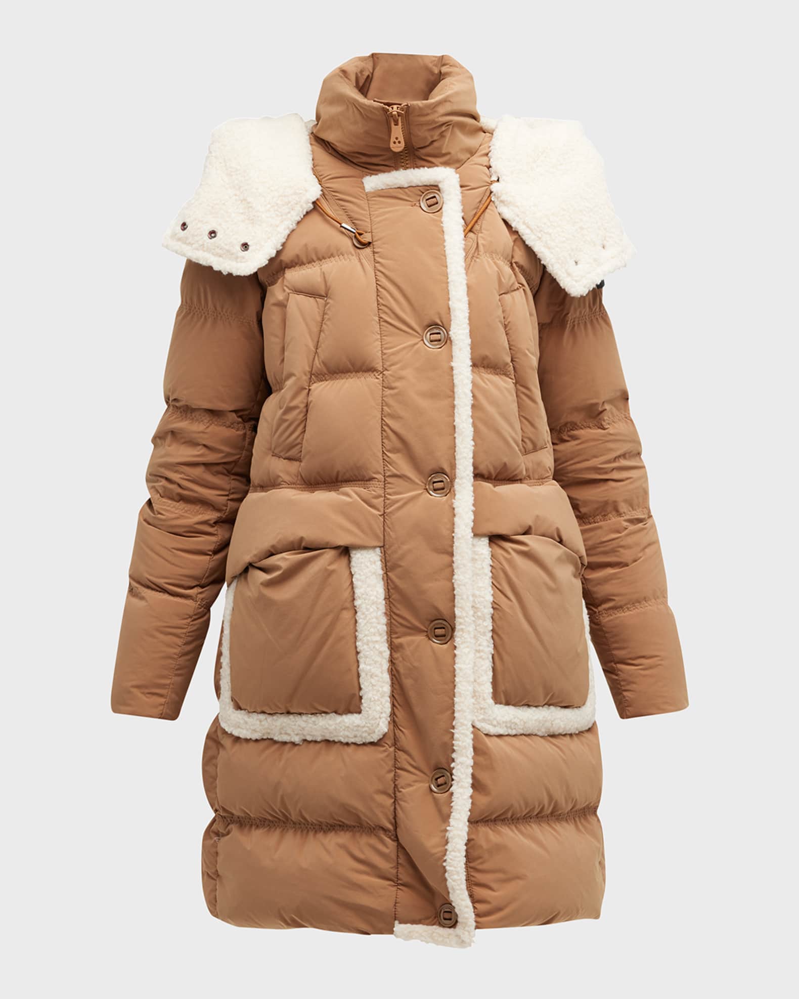 Peuterey Guardian Long Puffer Coat with Faux Shearling | Neiman Marcus