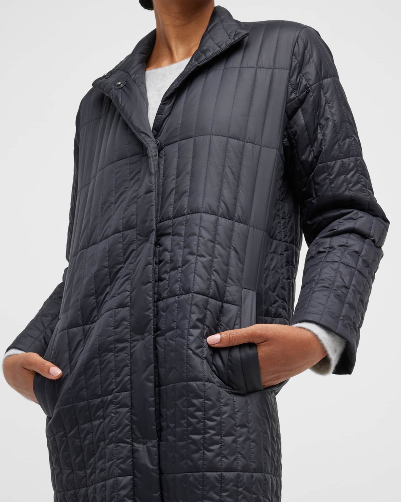 Eileen Fisher Quilted High-Collar Coat | Neiman Marcus