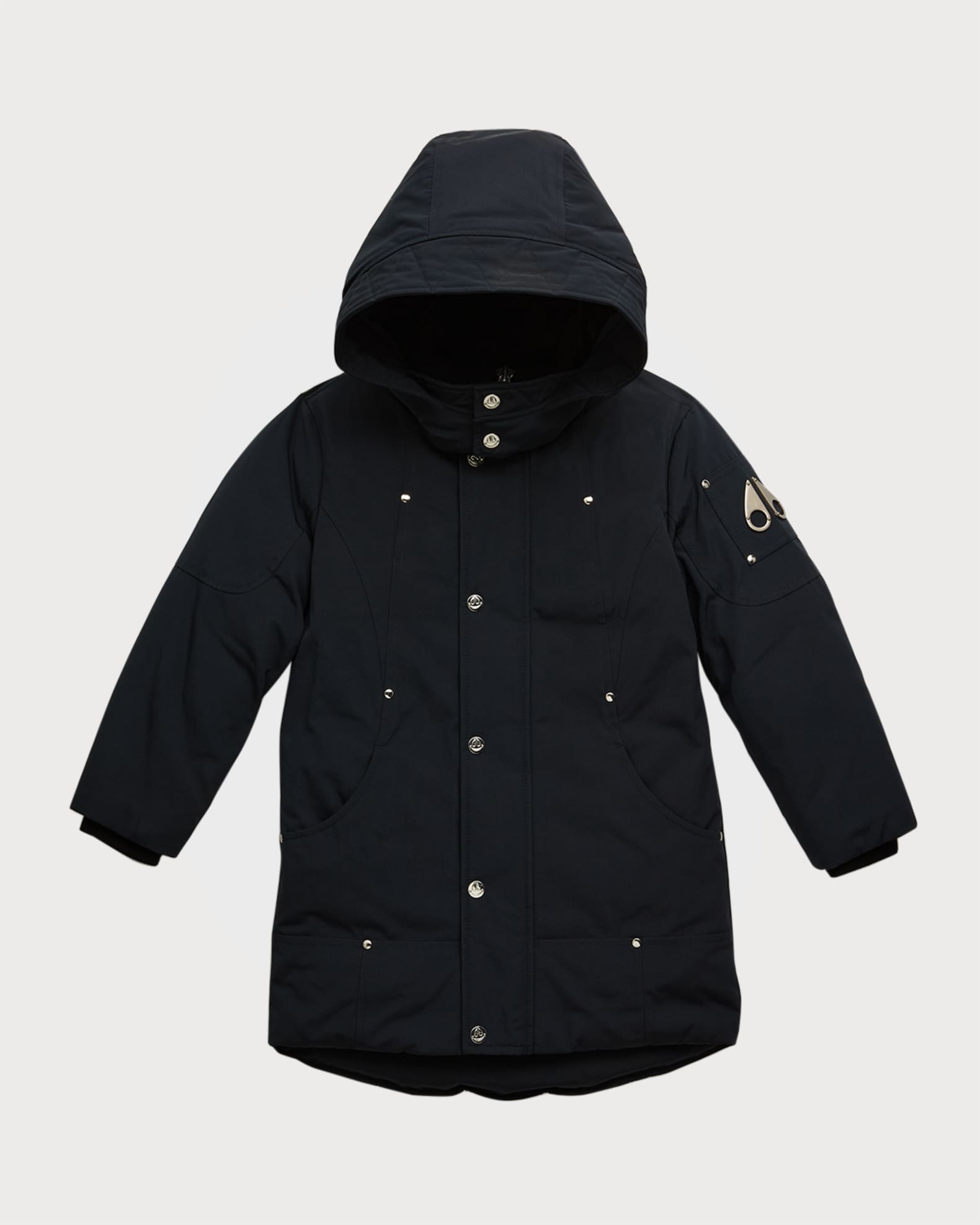 Moose Knuckles Kids Water-Repellant Parka Jacket w/ Detachable Hood ...