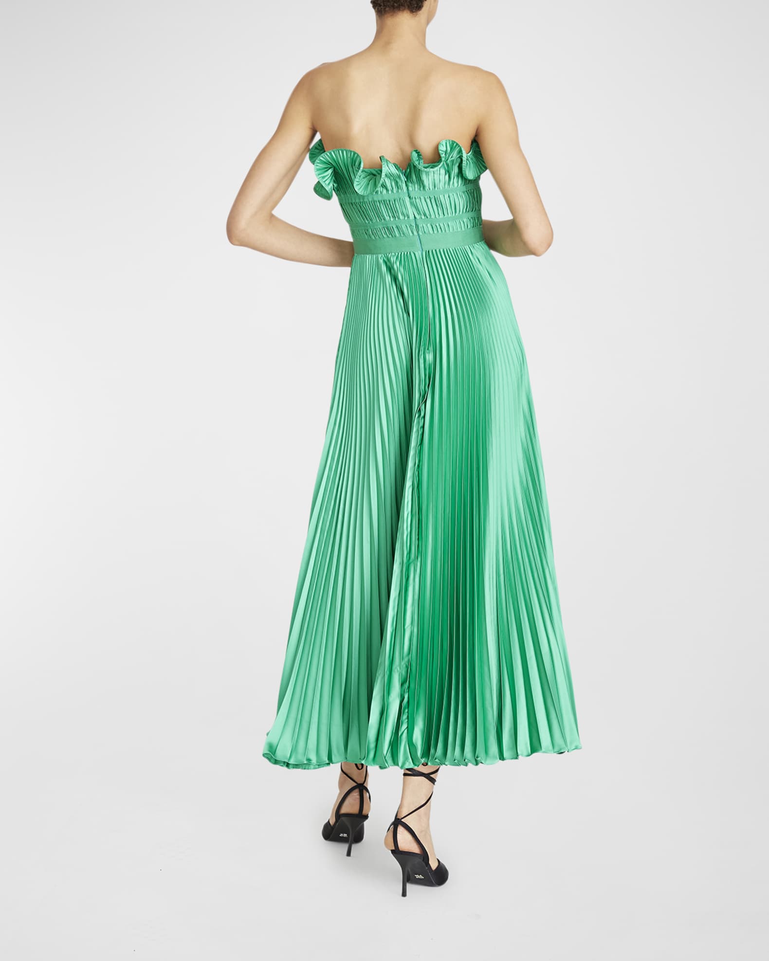 AMUR Giada Strapless Pleated Charmeuse Dress | Neiman Marcus