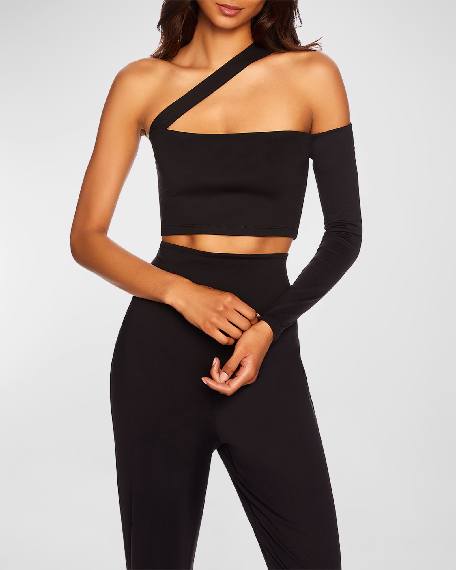 Susana Monaco One-Shoulder Strap Crop Top | Neiman Marcus