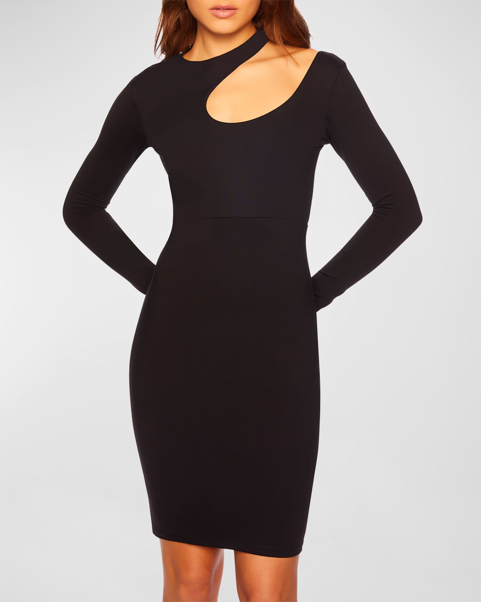 Susana Monaco Long-Sleeve Cutout Stretch Mini Dress | Neiman Marcus
