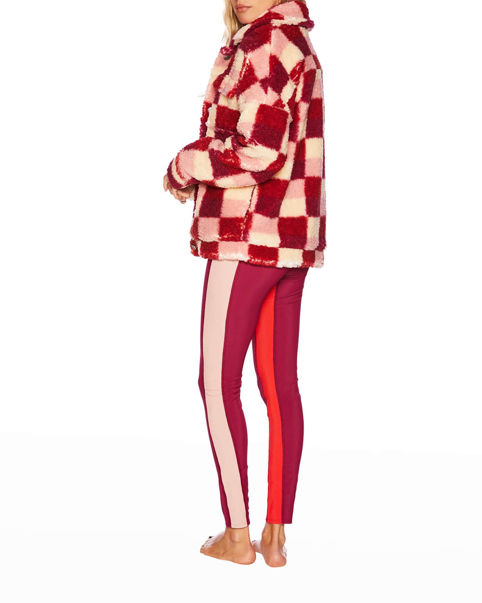 Beach Riot Laurie Sherpa Check Jacket | Neiman Marcus