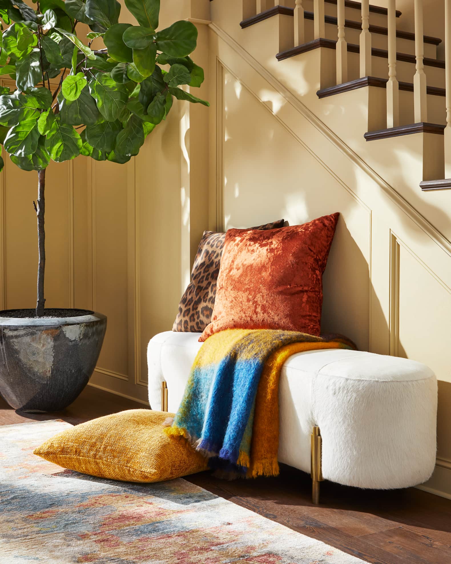Arteriors Justin Hairhide Bench 62" | Neiman Marcus