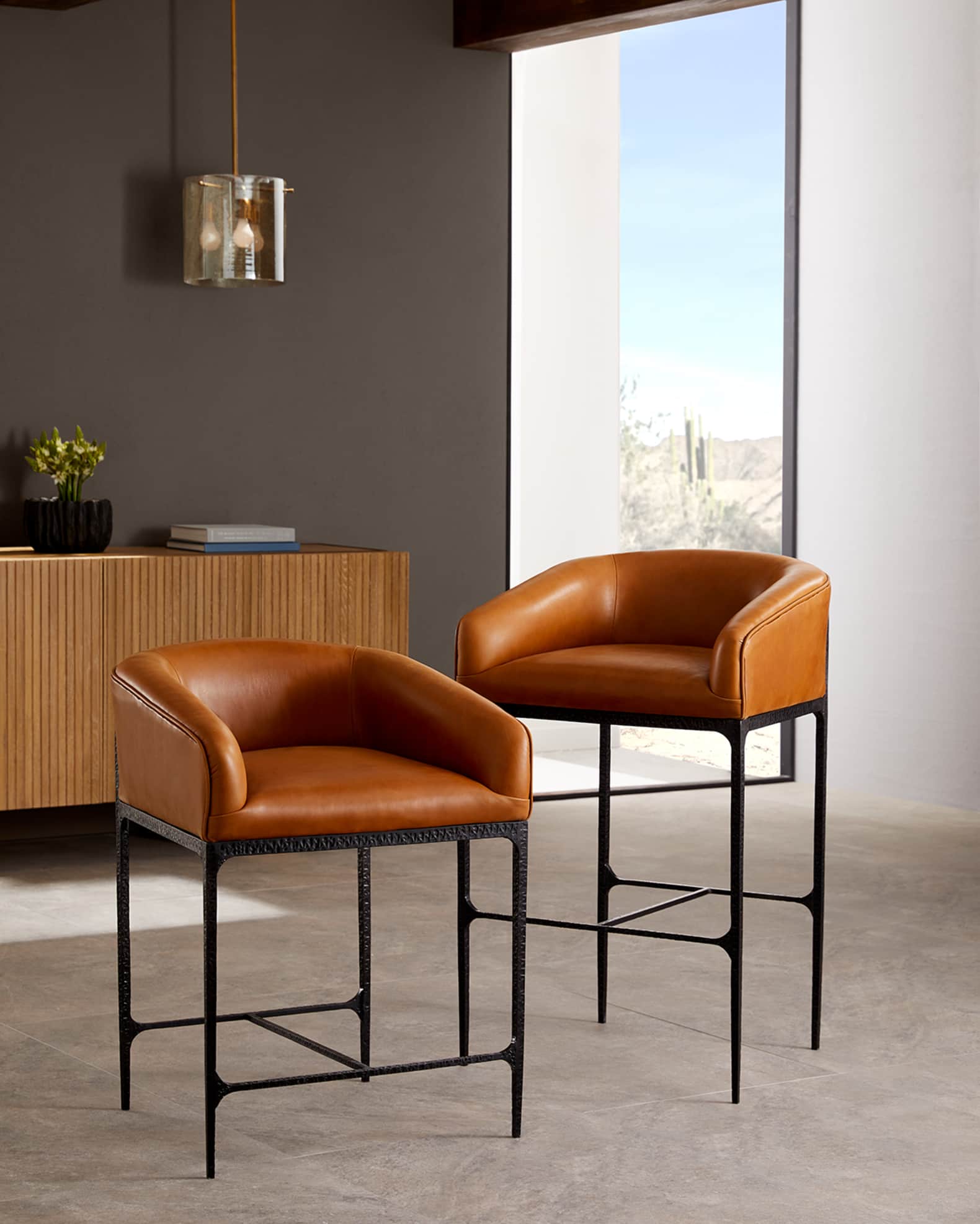 Arteriors Osbourne Leather 32" Bar Stool | Neiman Marcus