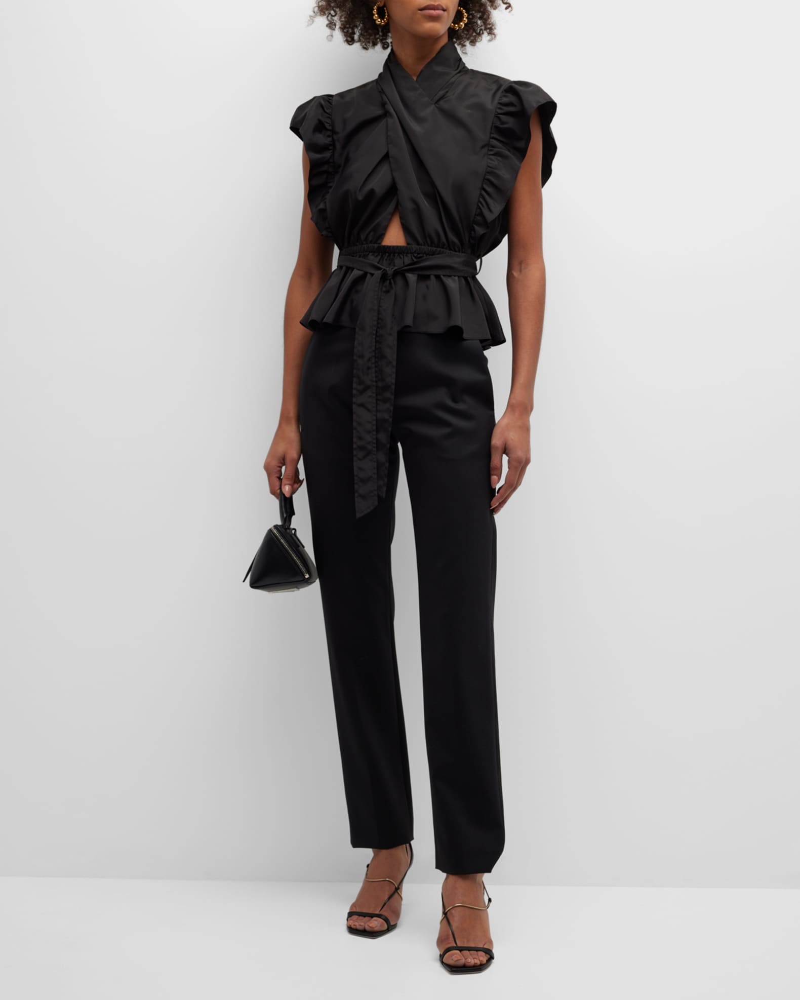 Derek Lam 10 Crosby Brynn Ruffle Wrap Top | Neiman Marcus