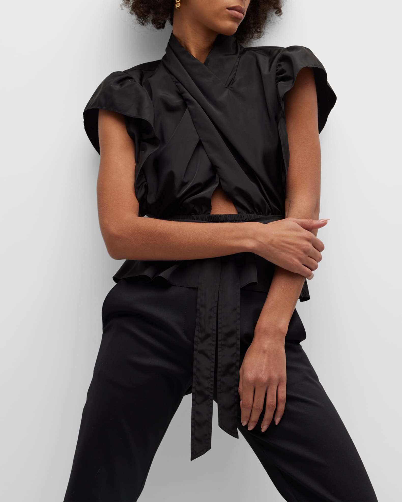 Derek Lam 10 Crosby Brynn Ruffle Wrap Top | Neiman Marcus