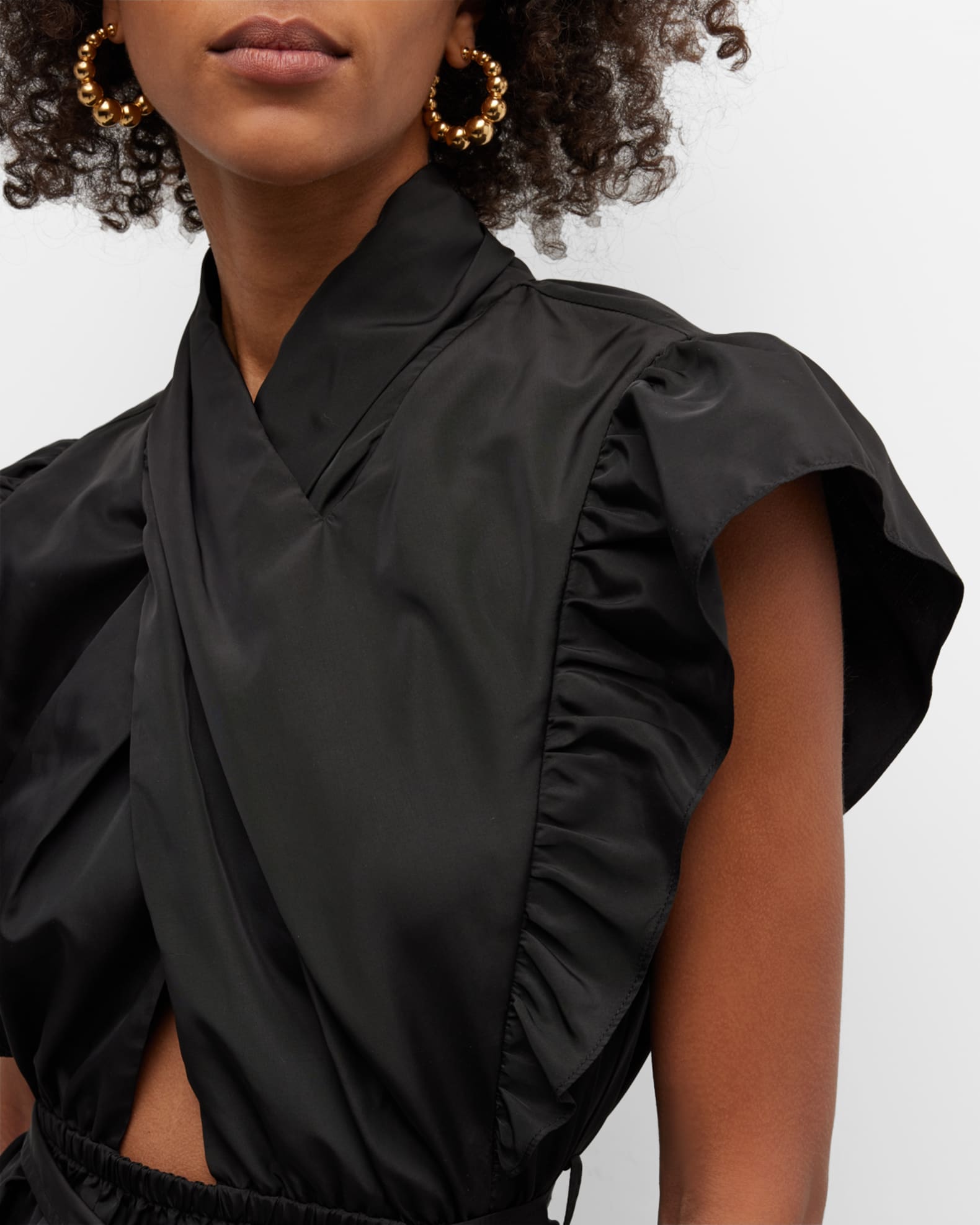 Derek Lam 10 Crosby Brynn Ruffle Wrap Top | Neiman Marcus