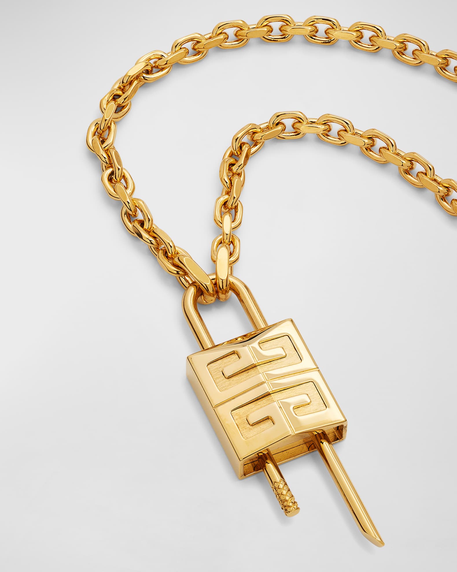 Givenchy Men's Small Gold-Tone Padlock Necklace | Neiman Marcus
