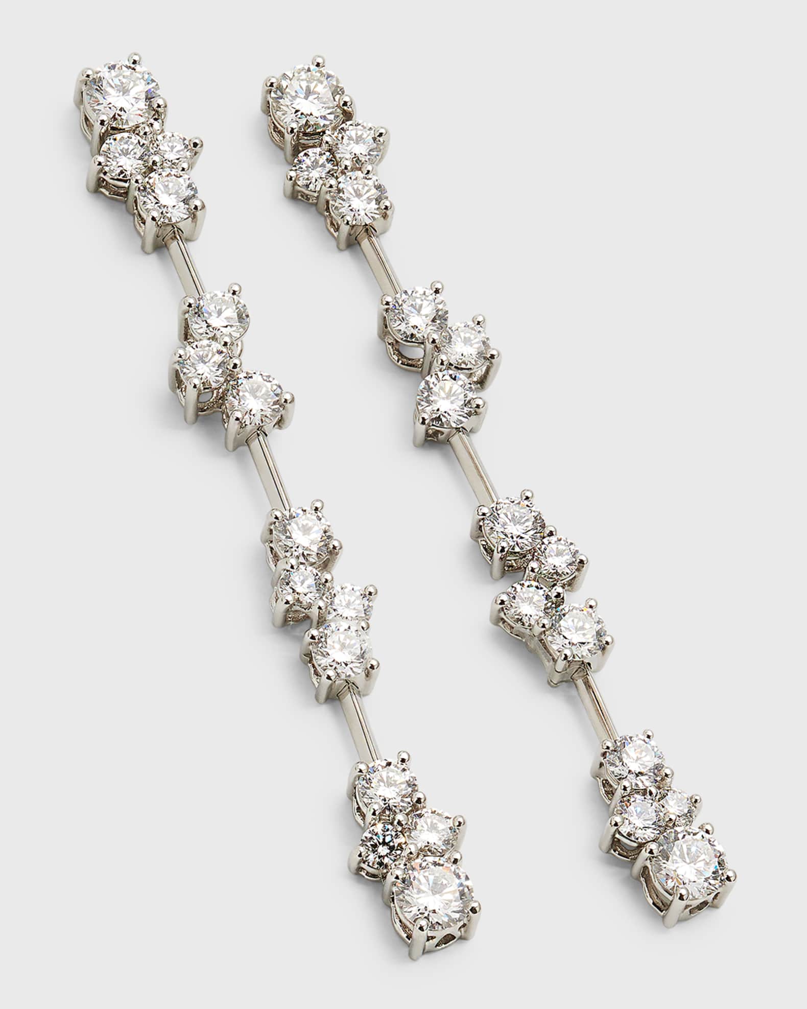 Suna Bros Platinum Diamond Cluster Dangle Earrings | Neiman Marcus