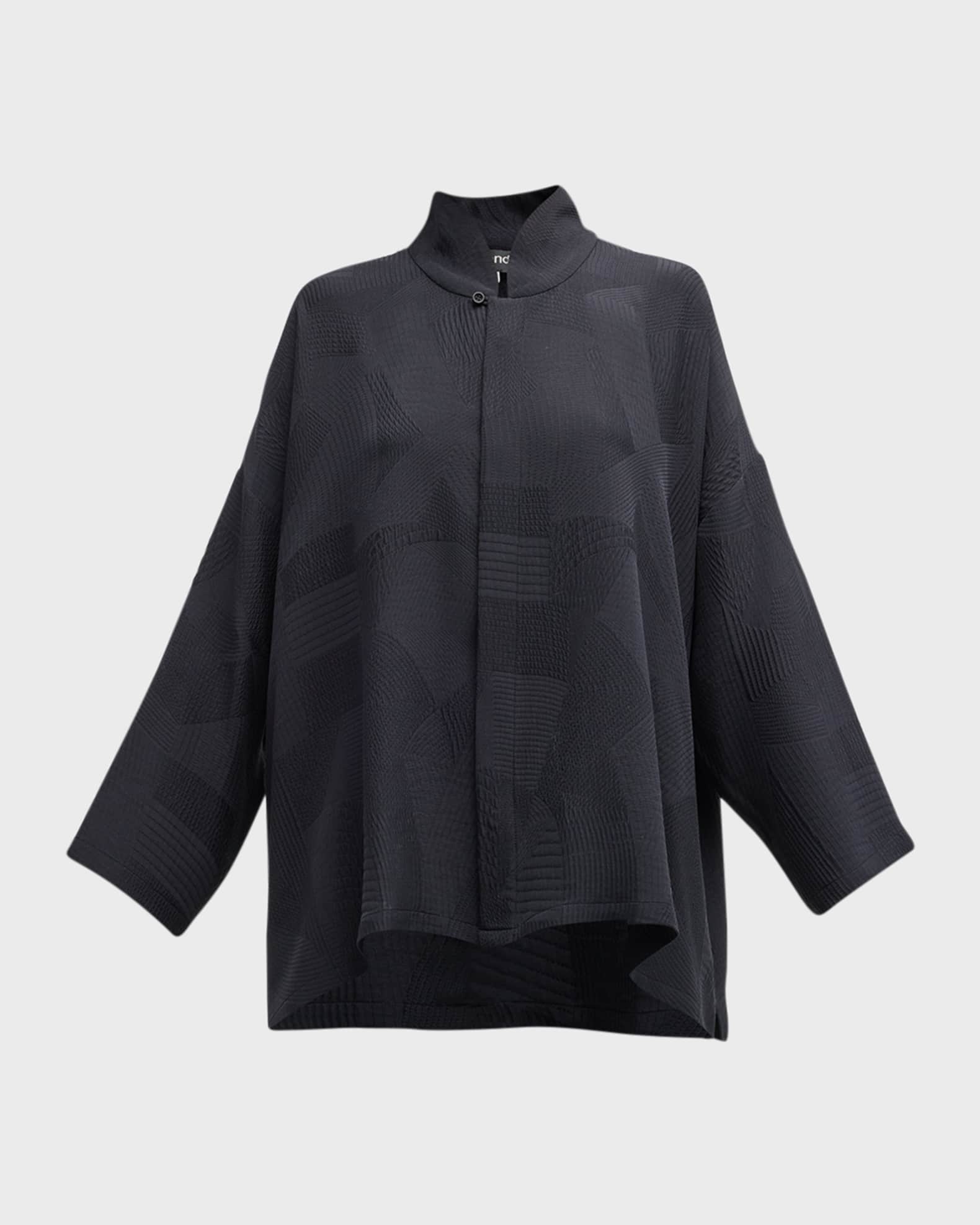 Eskandar Wide A-Line Shirt With Chinese Collar (Mid Plus Length ...