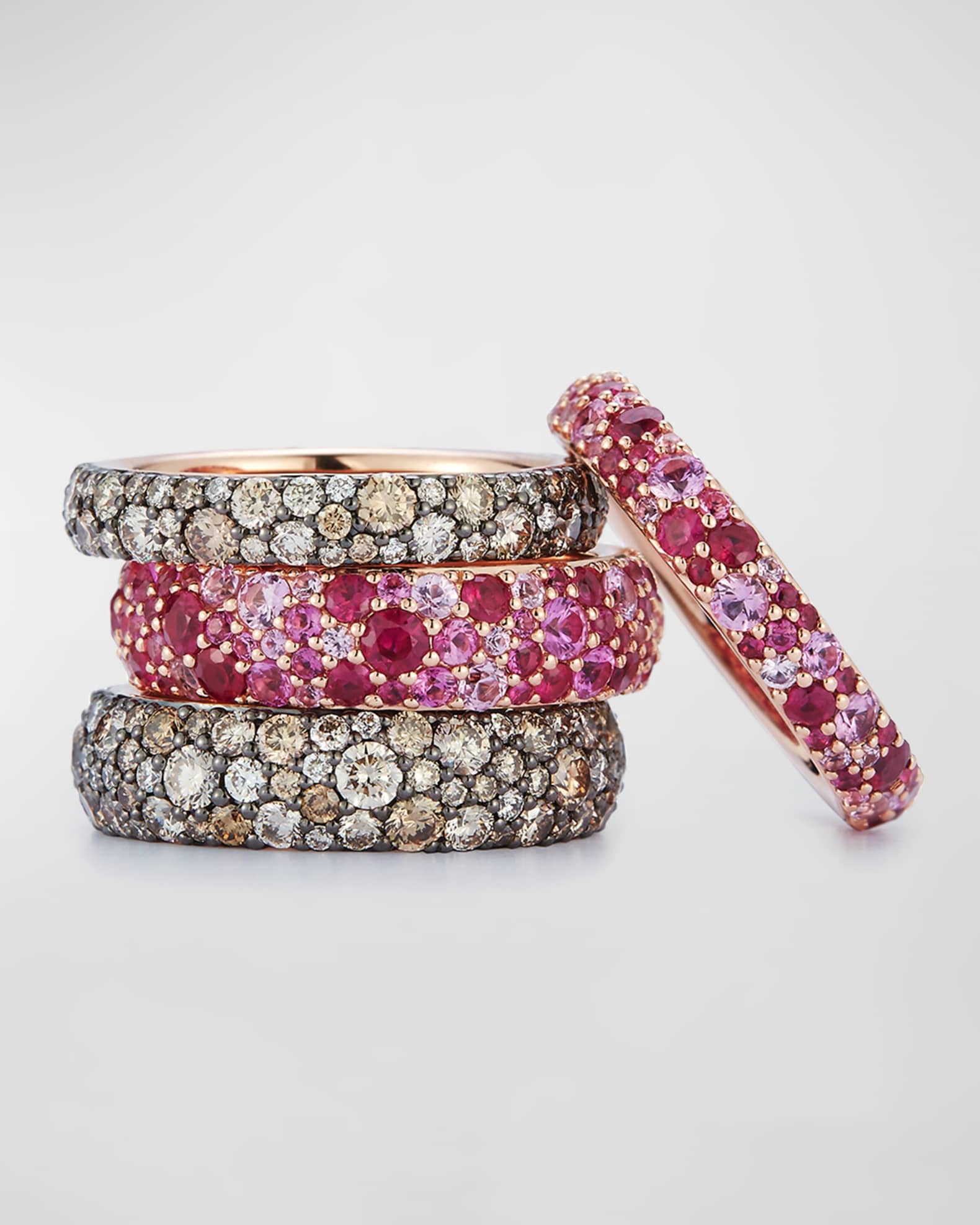 Walters Faith 18K Rose Gold 3.5mm Band Ring with Champagne Diamonds ...