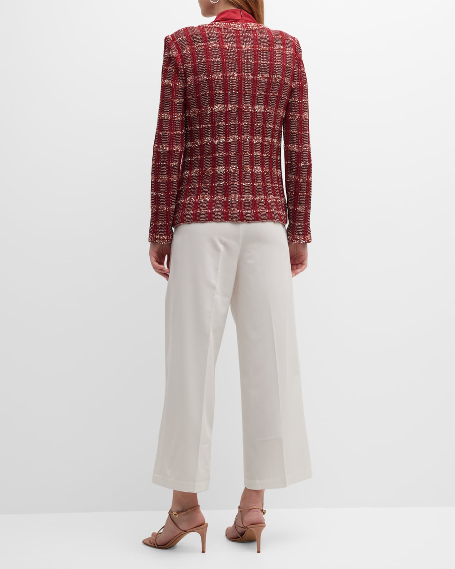 Misook Eyelash Tweed Plaid Knit Jacket | Neiman Marcus