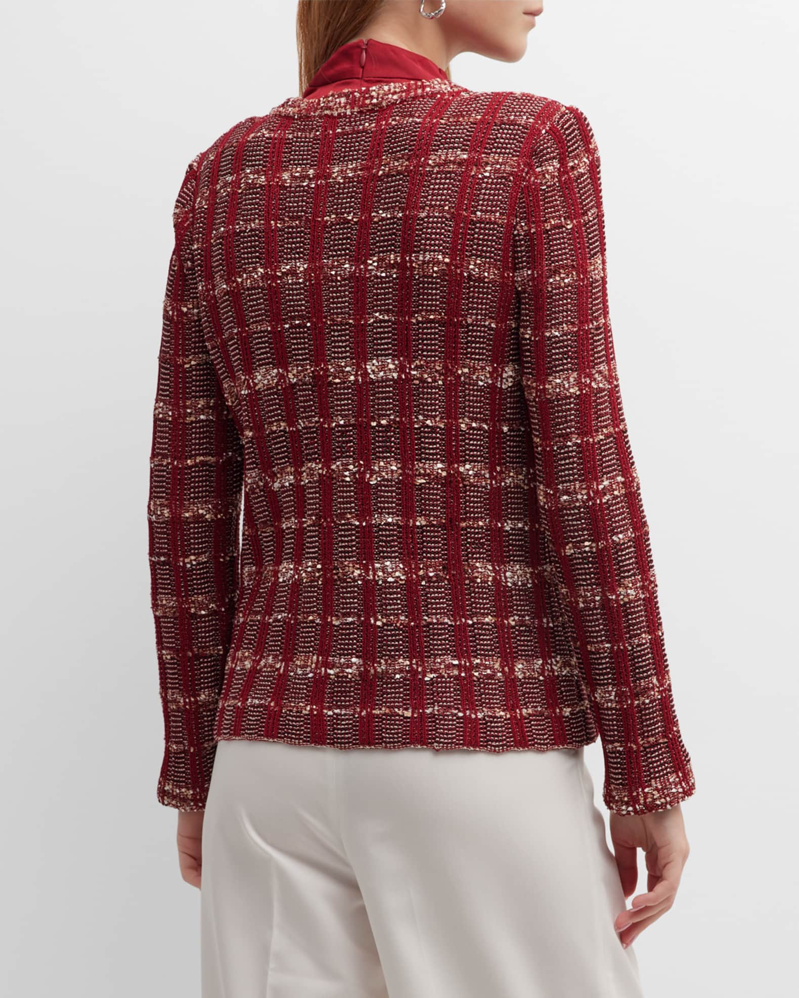 Misook Eyelash Tweed Plaid Knit Jacket | Neiman Marcus