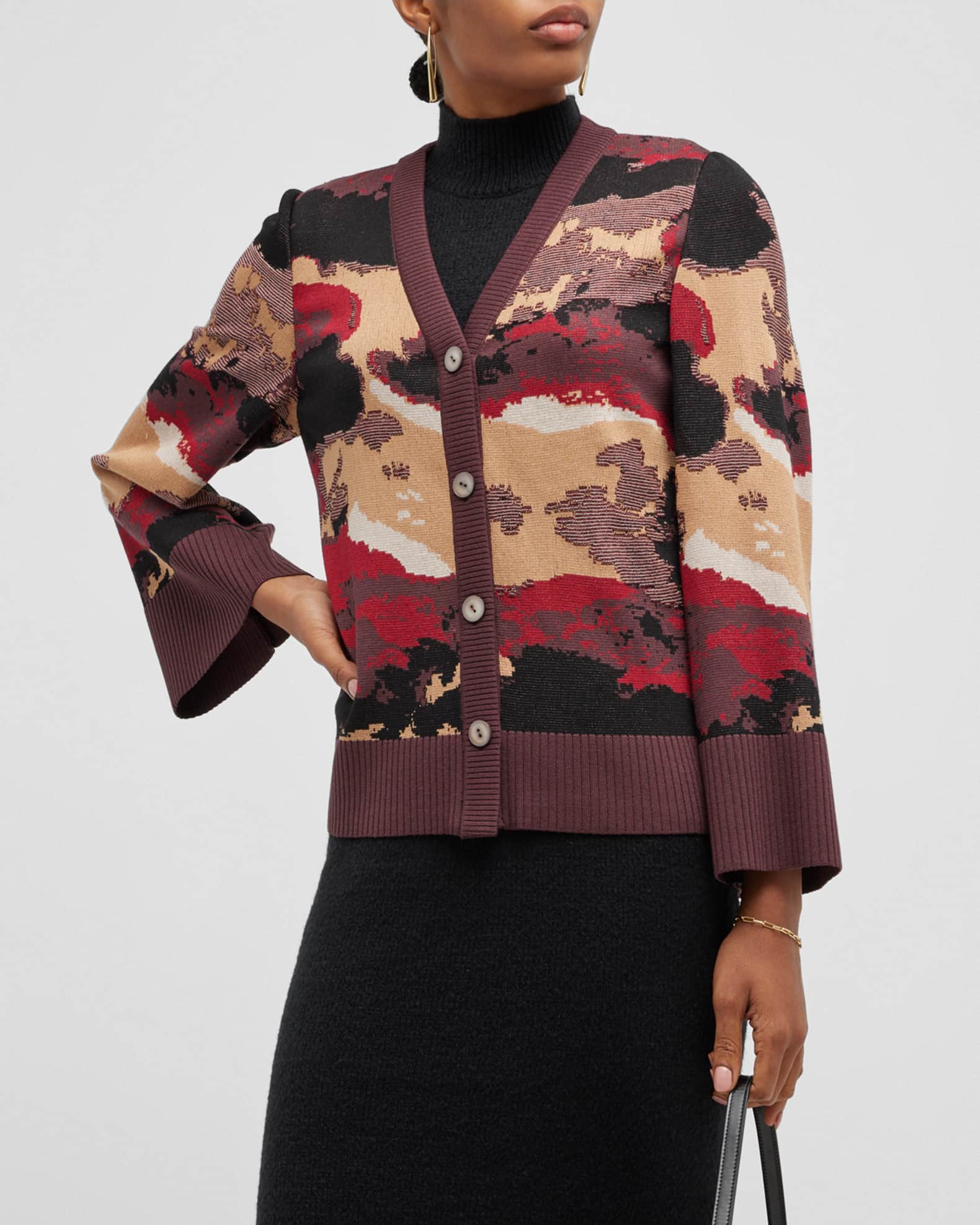 Misook Landscape Pattern Short Cardigan | Neiman Marcus