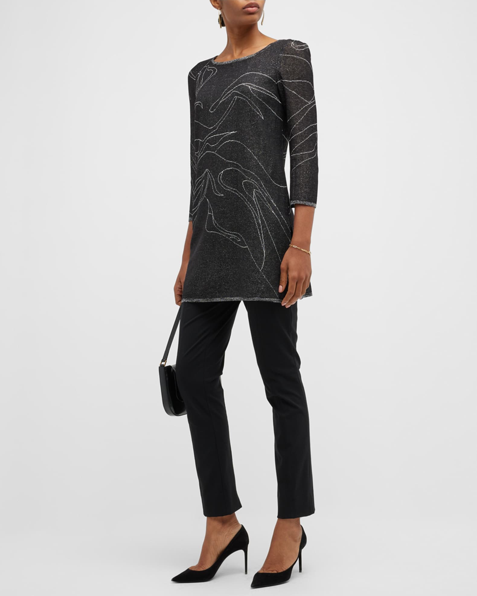 Misook Abstract Swirl Sparkle Tunic Top | Neiman Marcus