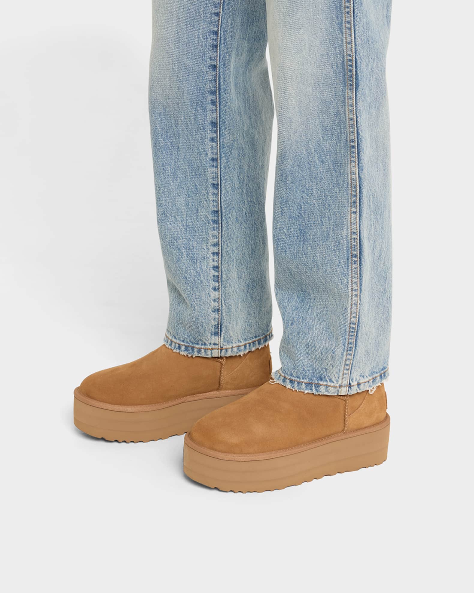 UGG Classic Mini Platform Suede Booties | Neiman Marcus