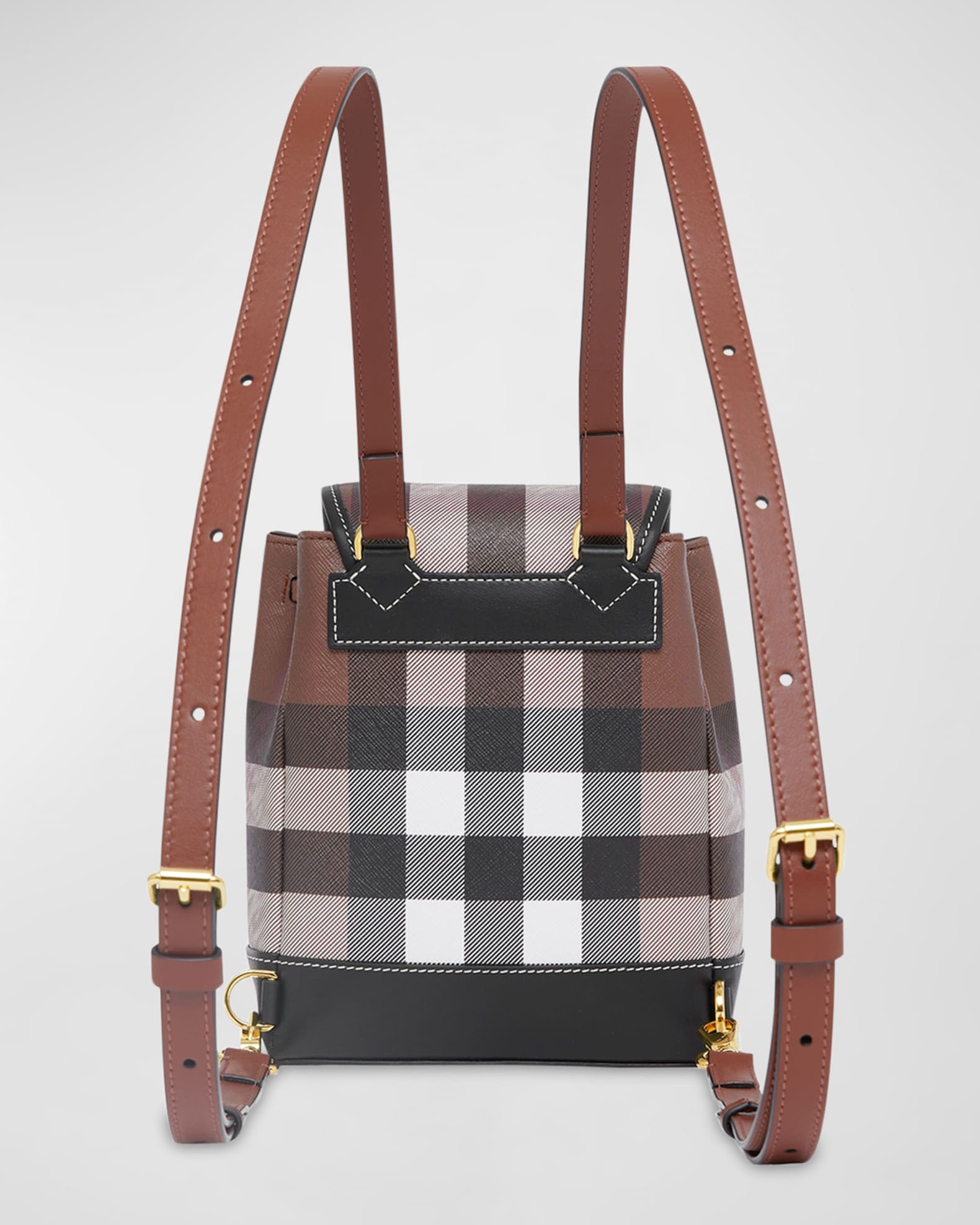 Burberry Micro Check Canvas & Leather Backpack | Neiman Marcus