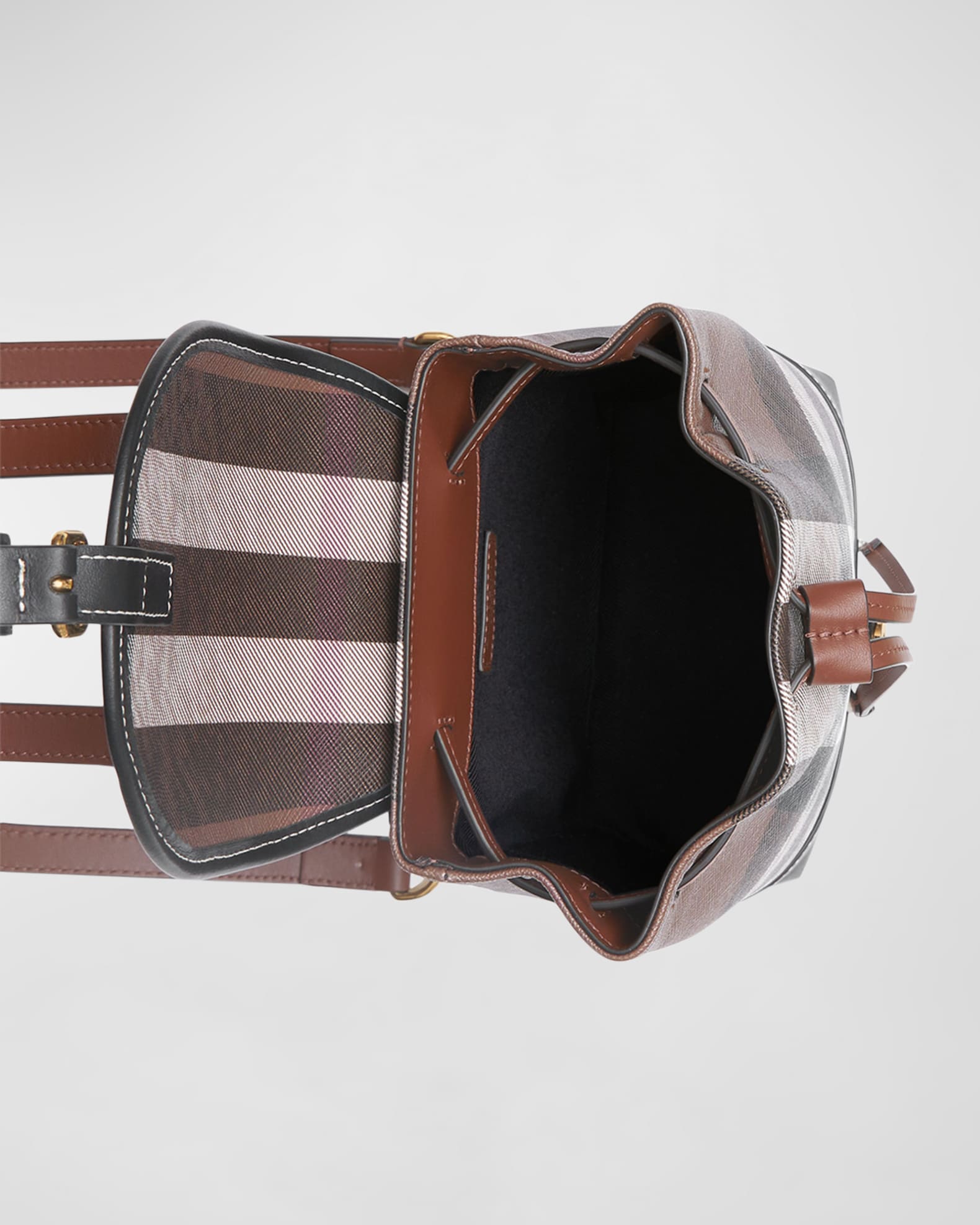 Burberry Micro Check Canvas & Leather Backpack | Neiman Marcus
