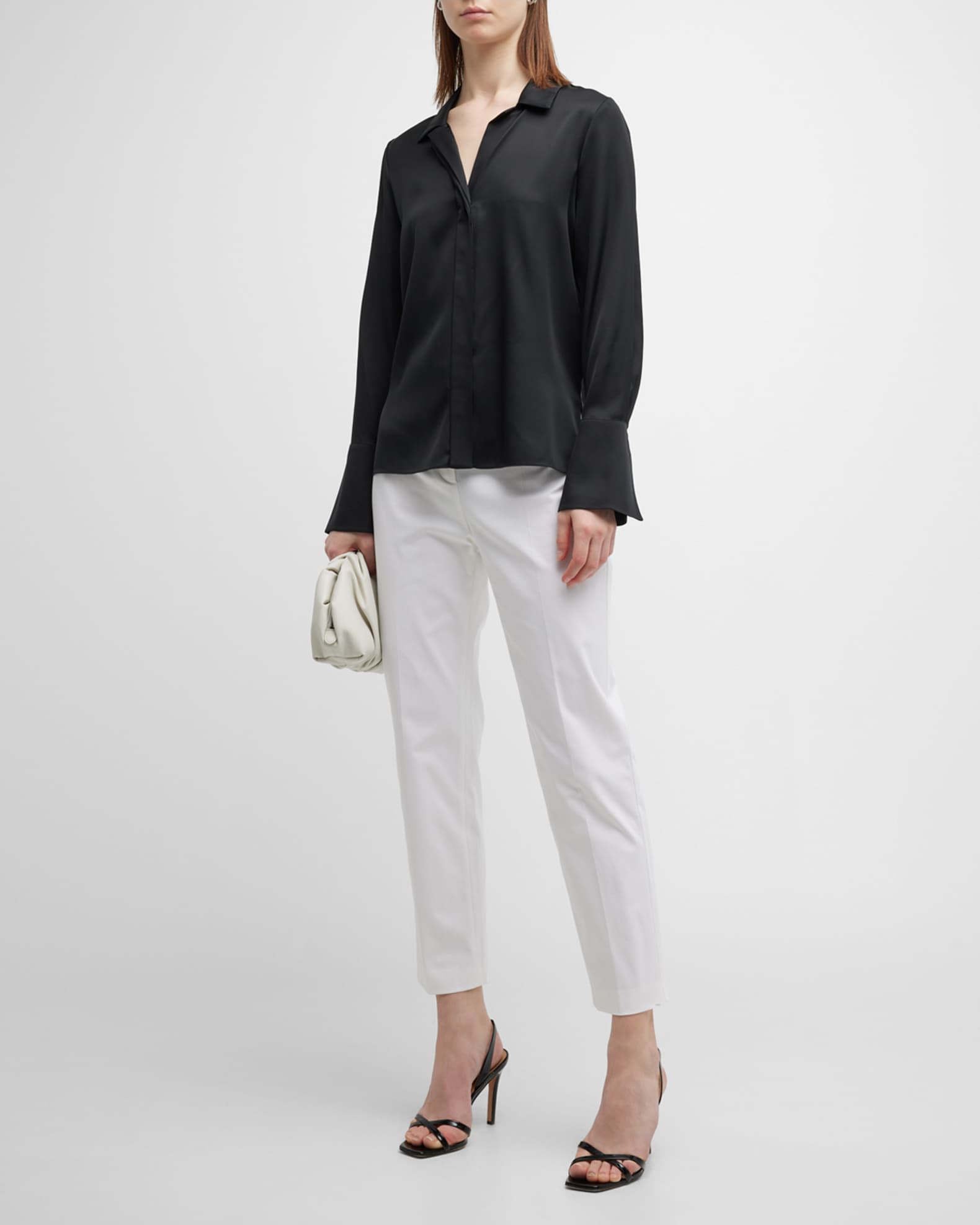 Kobi Halperin Liv Split-Cuff Stretch Silk Blouse | Neiman Marcus
