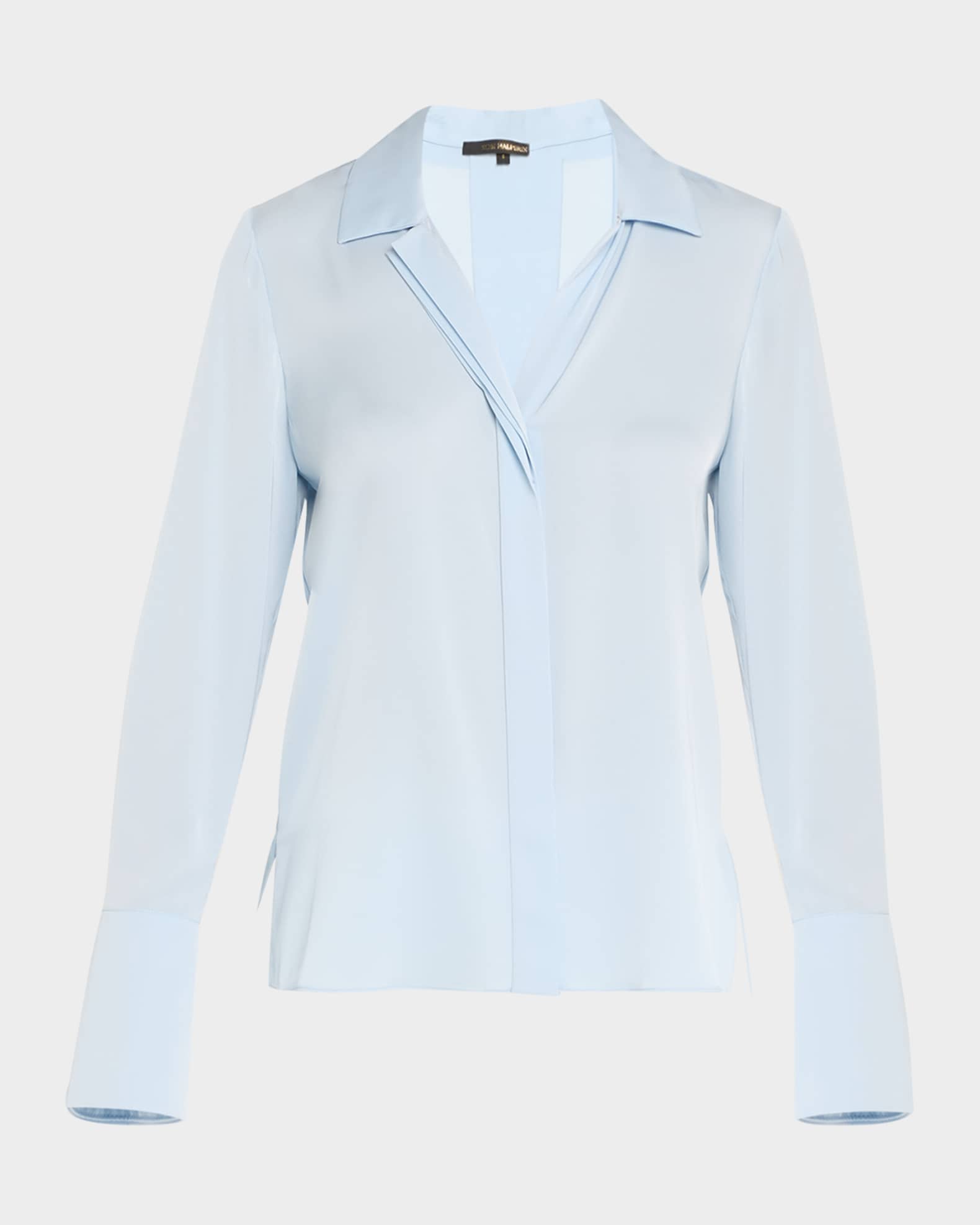 Liv Split-Cuff Stretch Silk Blouse | Neiman Marcus