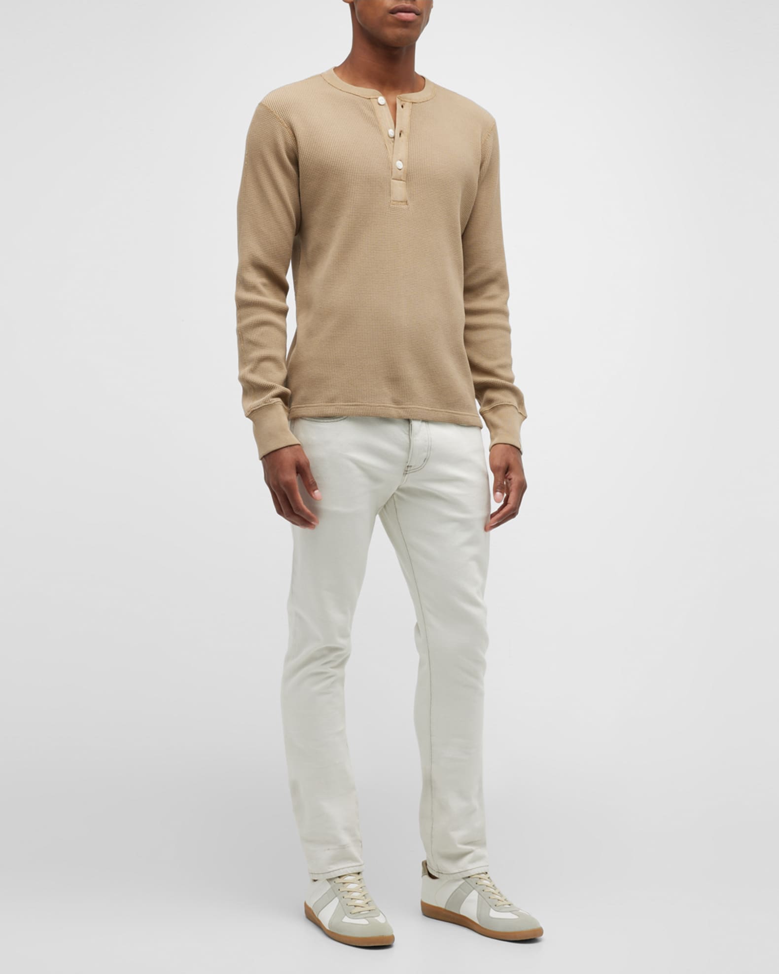 Rag & Bone Men's Garment-Dyed Waffle Henley Shirt | Neiman Marcus