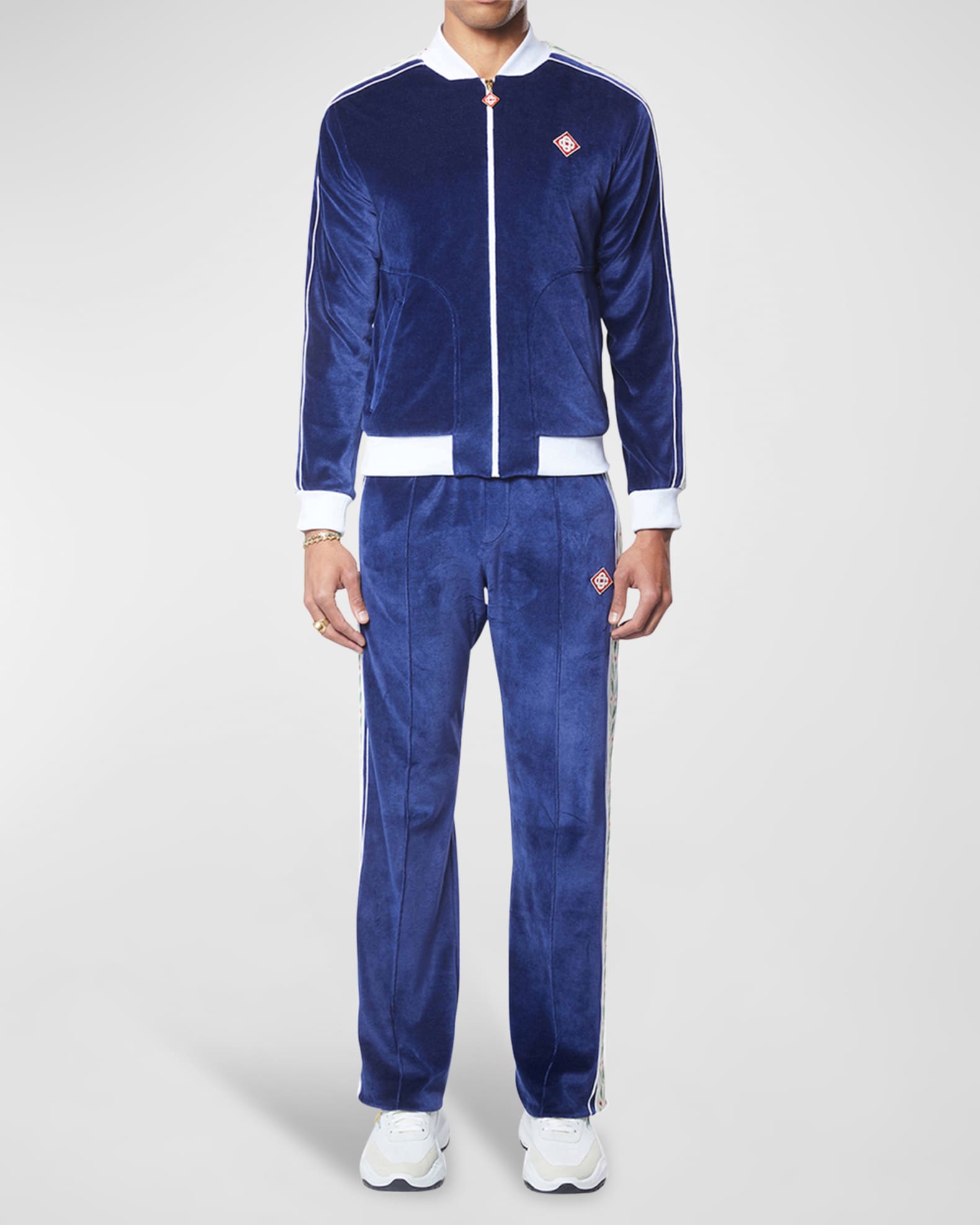 CASABLANCA Men's Laurel Velour Track Jacket | Neiman Marcus