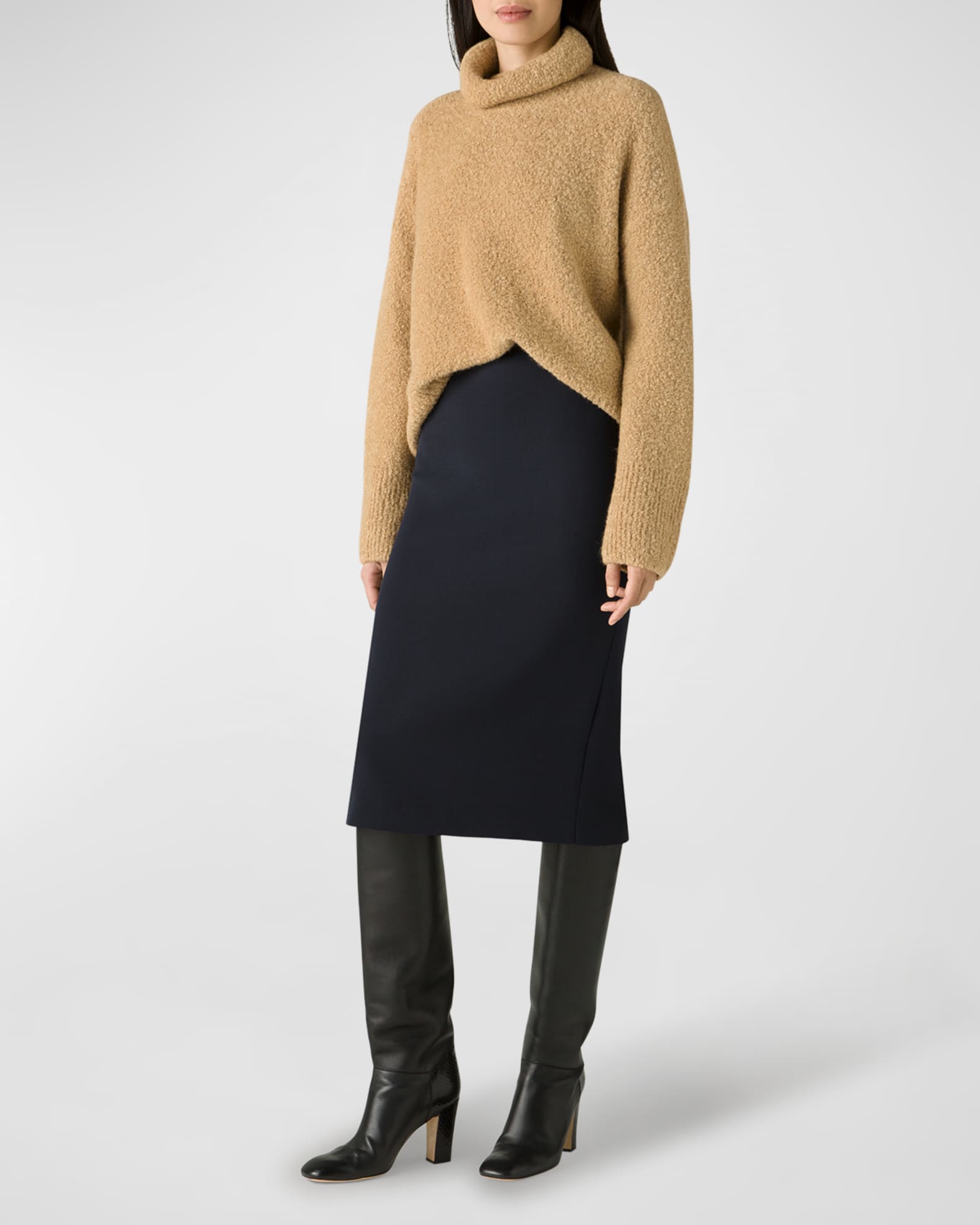 St. John Turtleneck Reverse Jersey Knit Sweater | Neiman Marcus