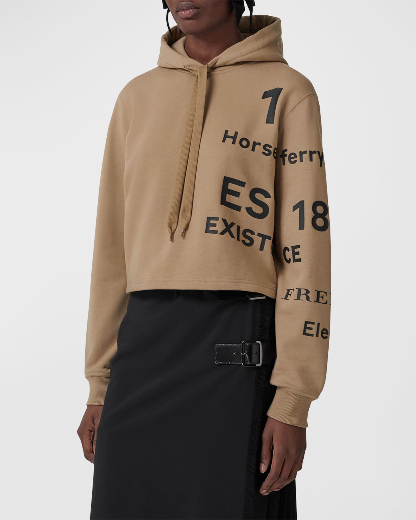 Burberry Jenny Horseferry-Print Crop Hoodie | Neiman Marcus