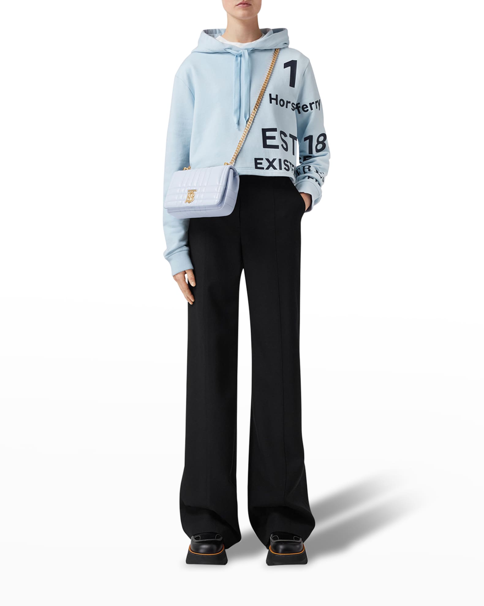 Burberry Jenny Horseferry-Print Crop Hoodie | Neiman Marcus