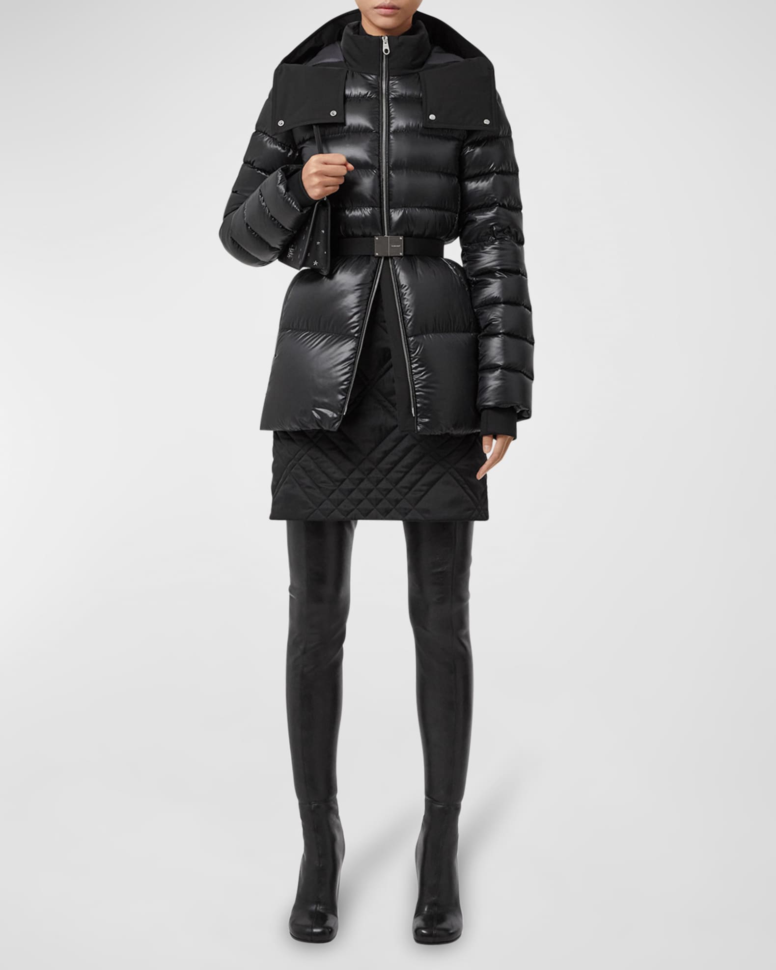 Burberry Burniston Belted Horizontal Puffer Jacket | Neiman Marcus