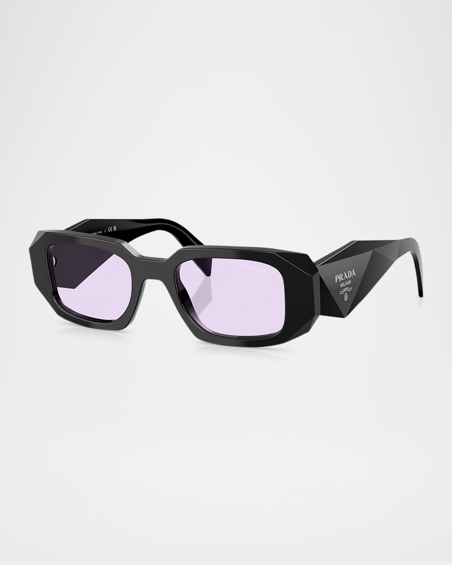 Prada Men's Geometric Rectangle Acetate Sunglasses | Neiman Marcus