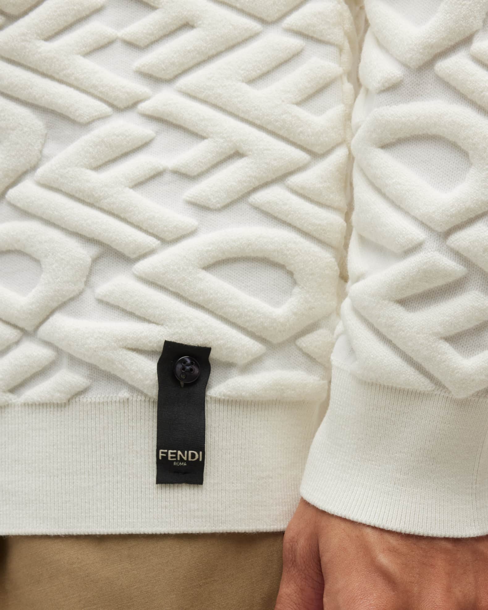 Fendi Men's FF-Embossed Wool Sweater | Neiman Marcus