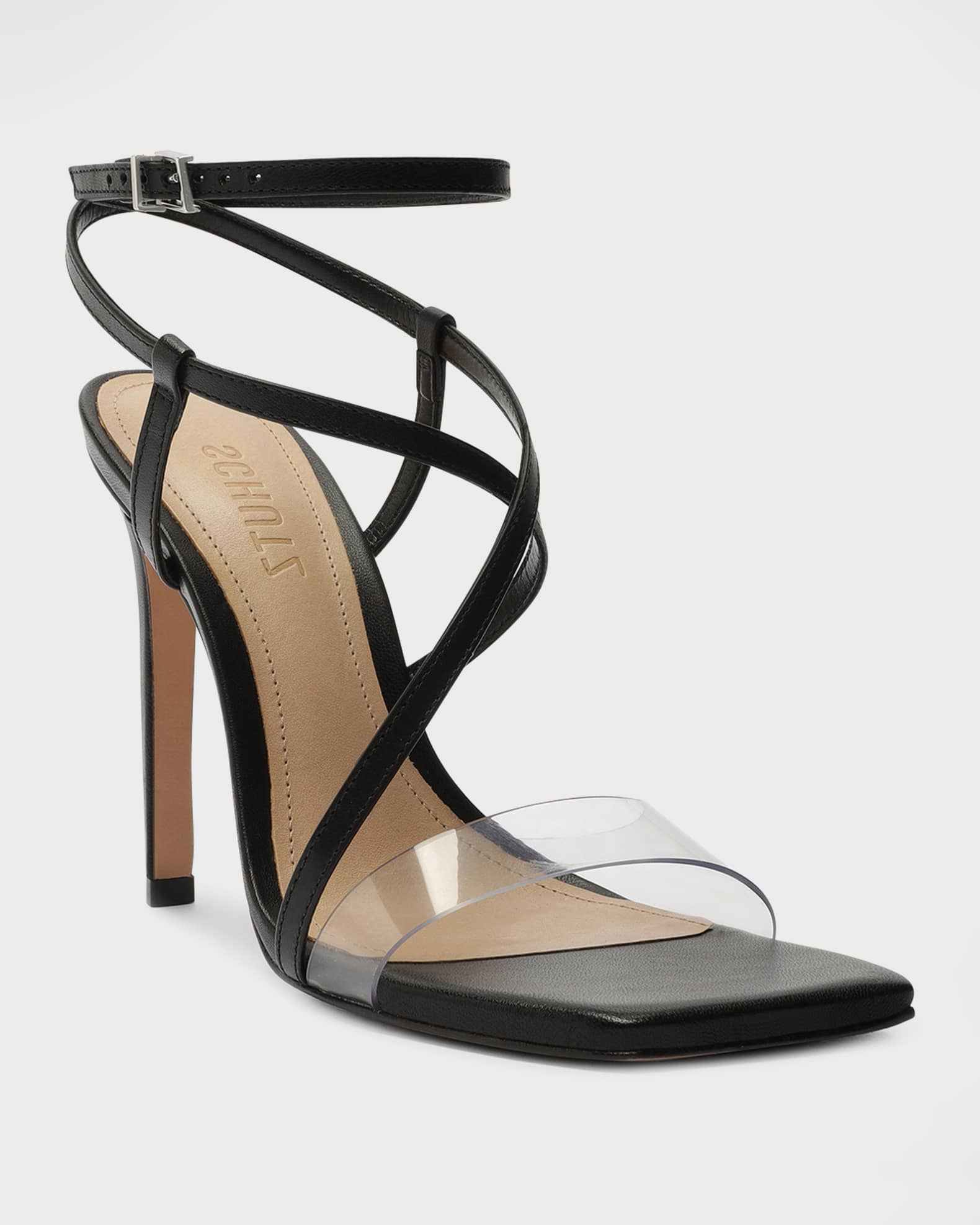 Schutz Aisha Metallic Ankle-Strap Sandals | Neiman Marcus