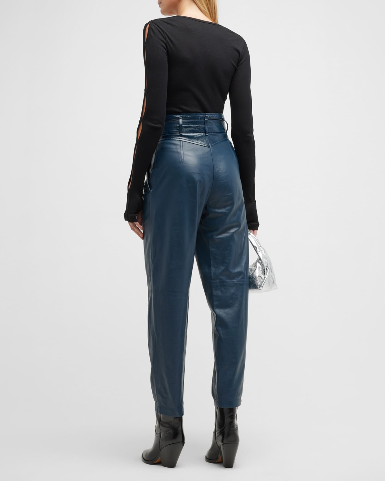 Iro Idrani High Rise Tapered Leather Pants | Neiman Marcus