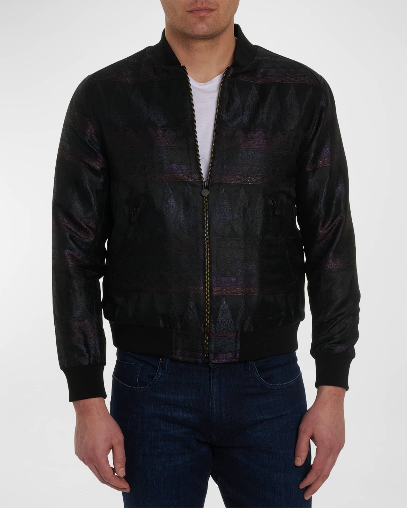 Robert Graham Men's Silk Jacquard Bomber Jacket | Neiman Marcus