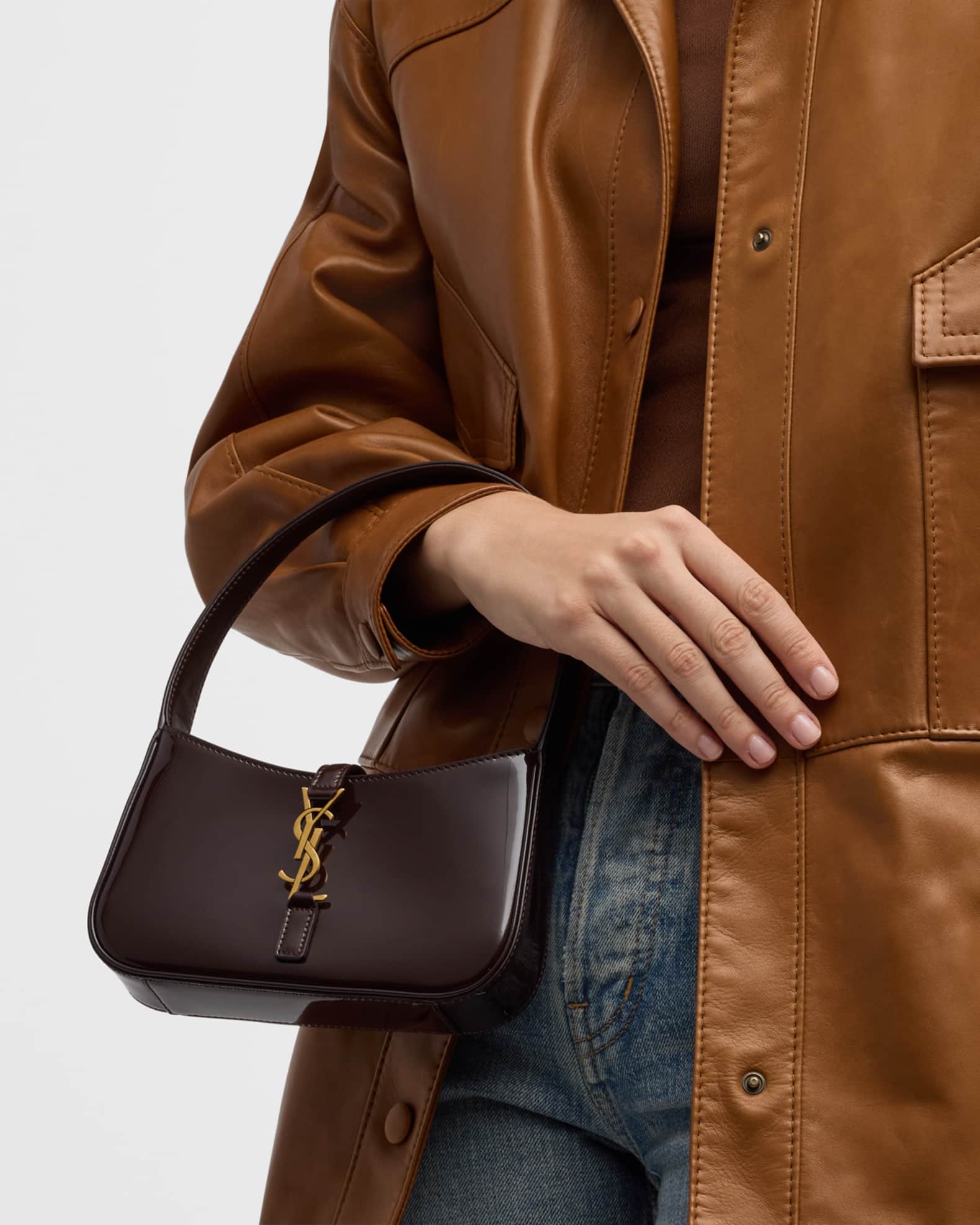 Saint Laurent Le 5 A 7 Mini YSL Shoulder Bag in Patent Leather | Neiman ...