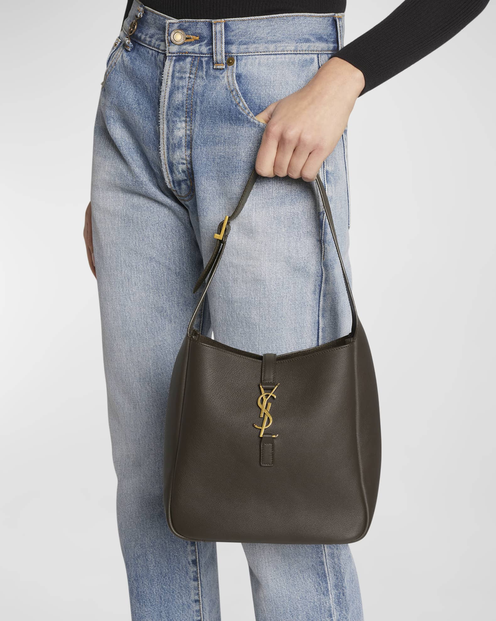 Saint Laurent Le 5 A 7 YSL Small Hobo in Smooth Supple Leather | Neiman Marcus