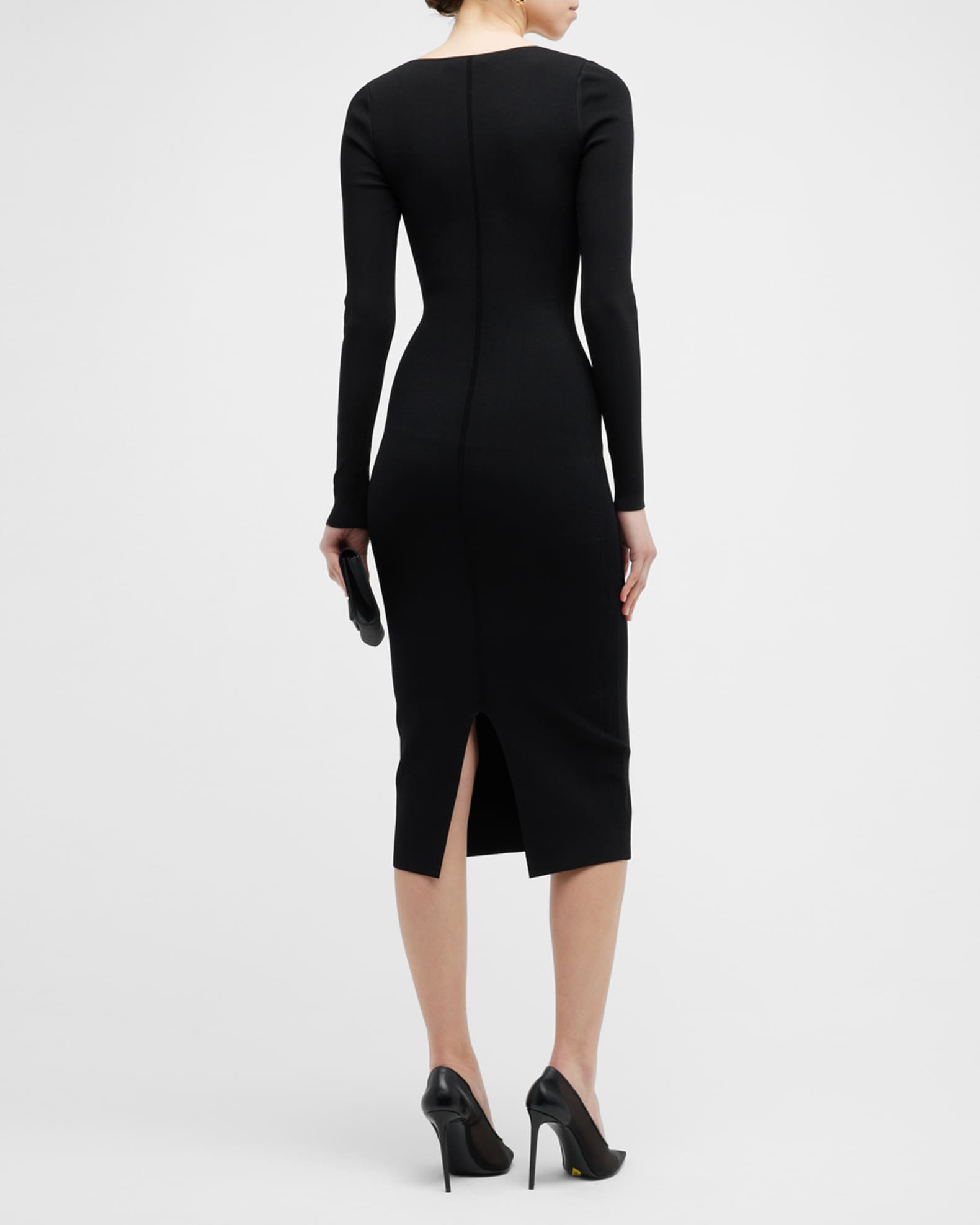 Victoria Beckham VB Body Fitted Square Neck Midi Dress | Neiman Marcus