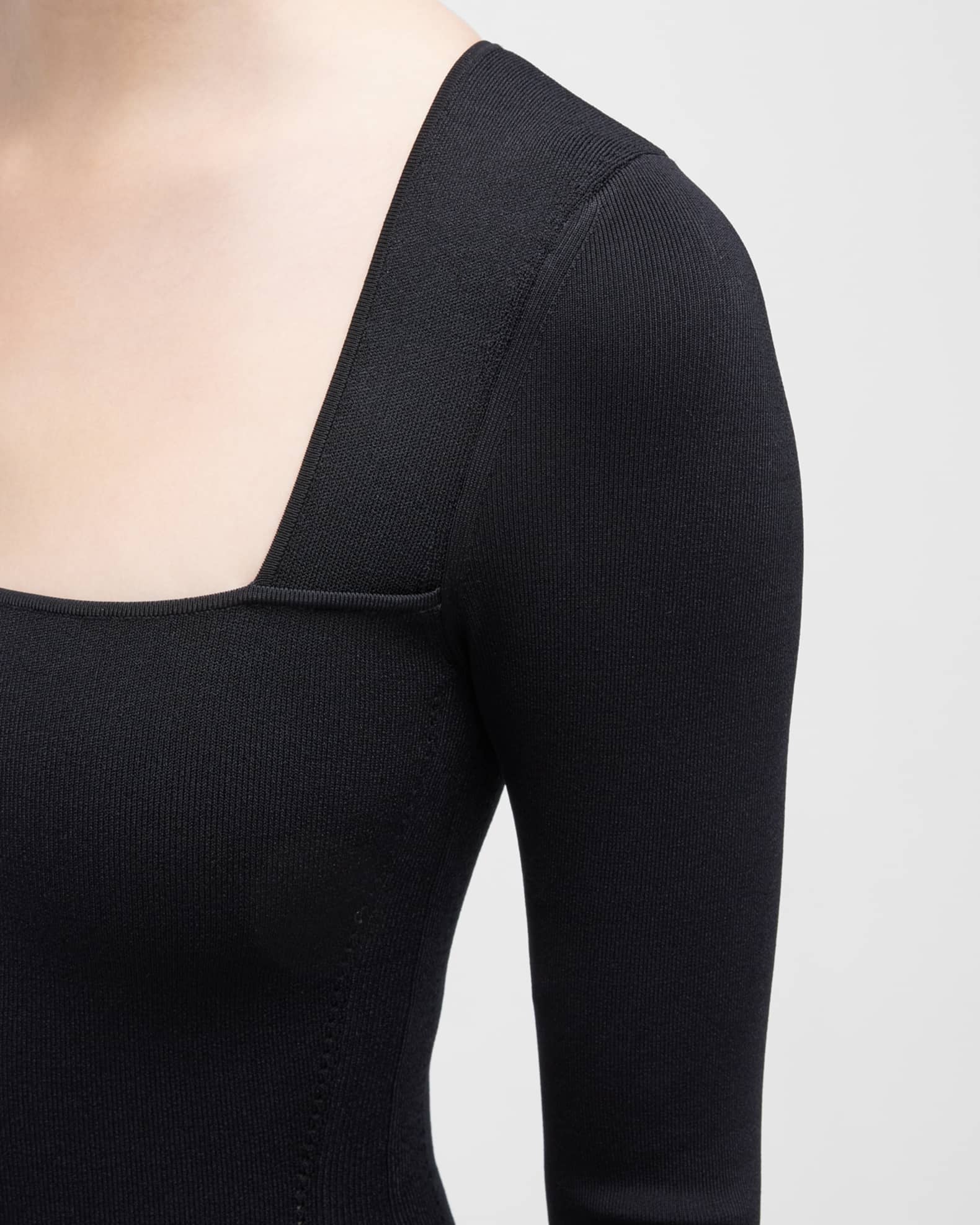 Victoria Beckham VB Body Fitted Square Neck Midi Dress | Neiman Marcus