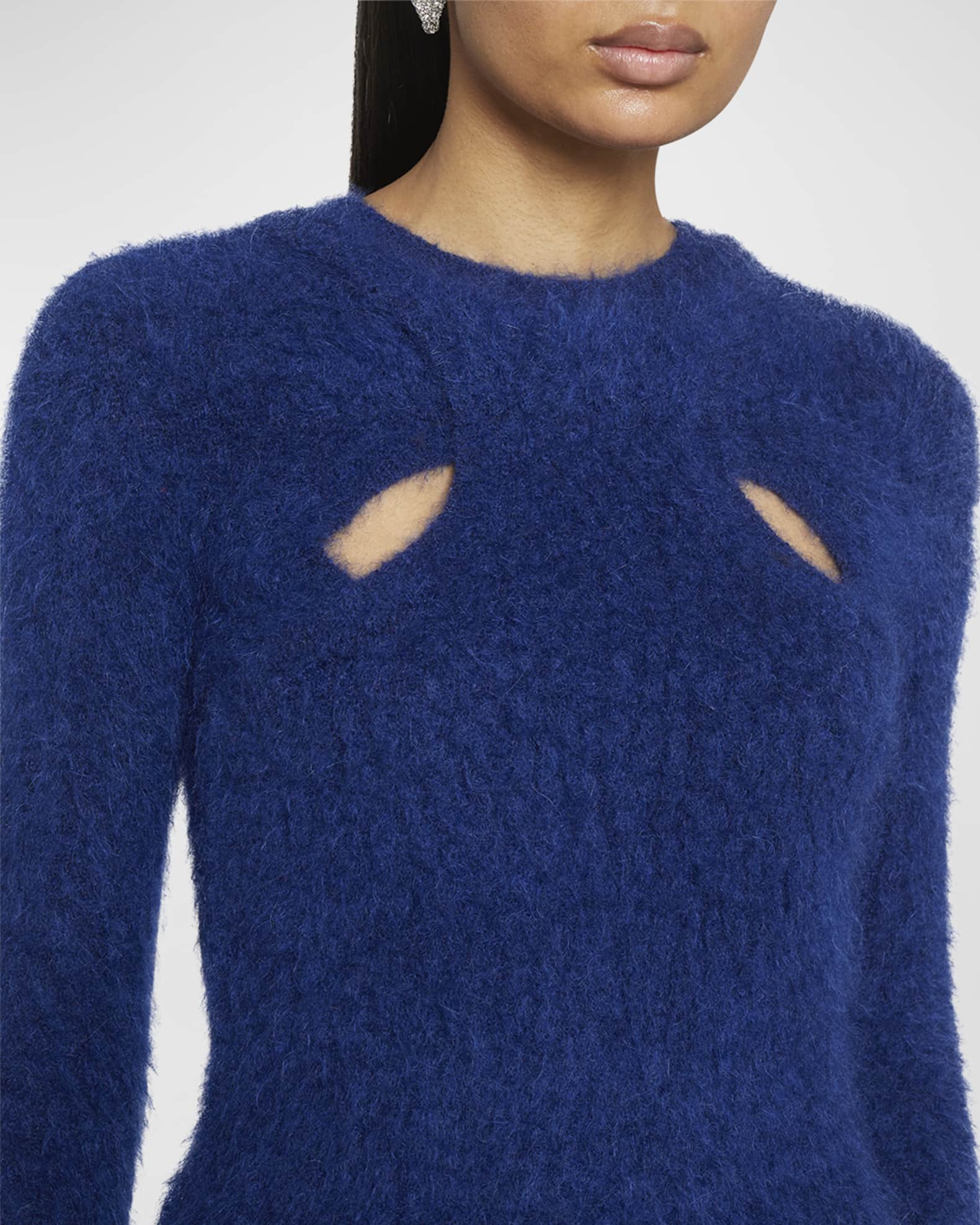 Isabel Marant Alford Cutout Layered Fuzzy Knit Sweater | Neiman Marcus