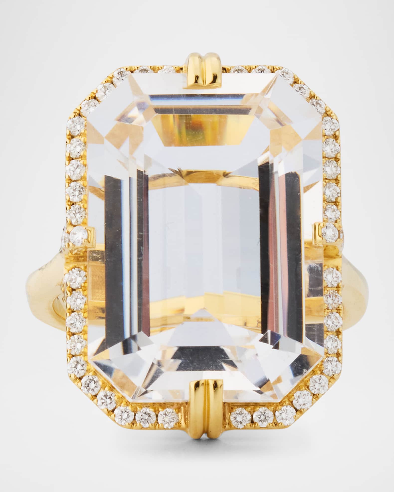 Goshwara 18K Yellow Gold Gossip Crystal Statement Ring with Diamonds ...